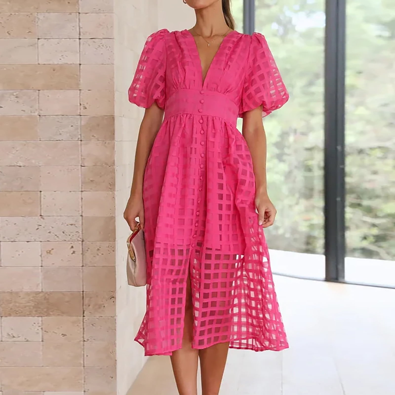 Vedolay Womens Dresses Women's Bodycon Deep V Neck Long Sleeve Cut Out ...