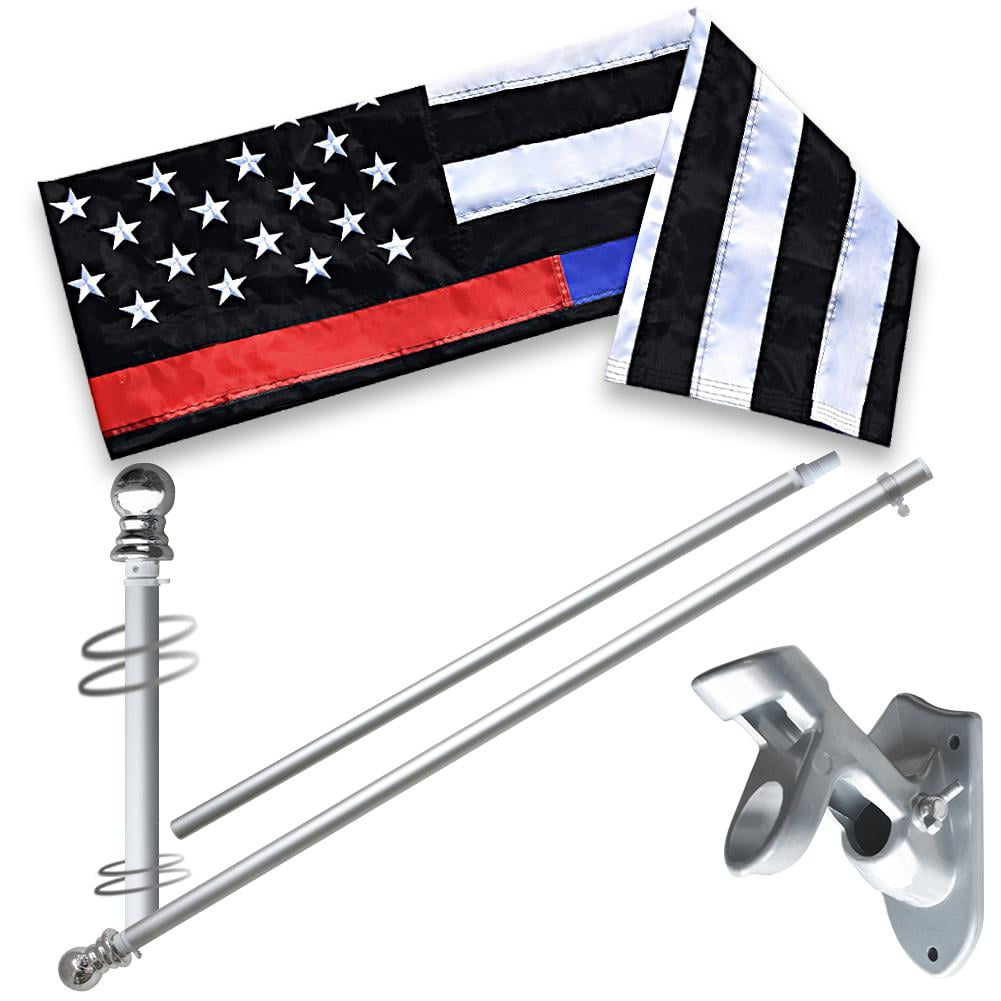 Vedouci 6FT Thin Blue Line Police & Thin Red Line Firefighter Flag ...