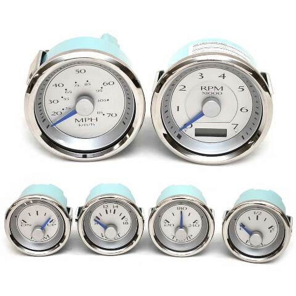 VeeThree Boat Gauge Set | Metallic Silver / Blue (Set of 6) - Walmart.com