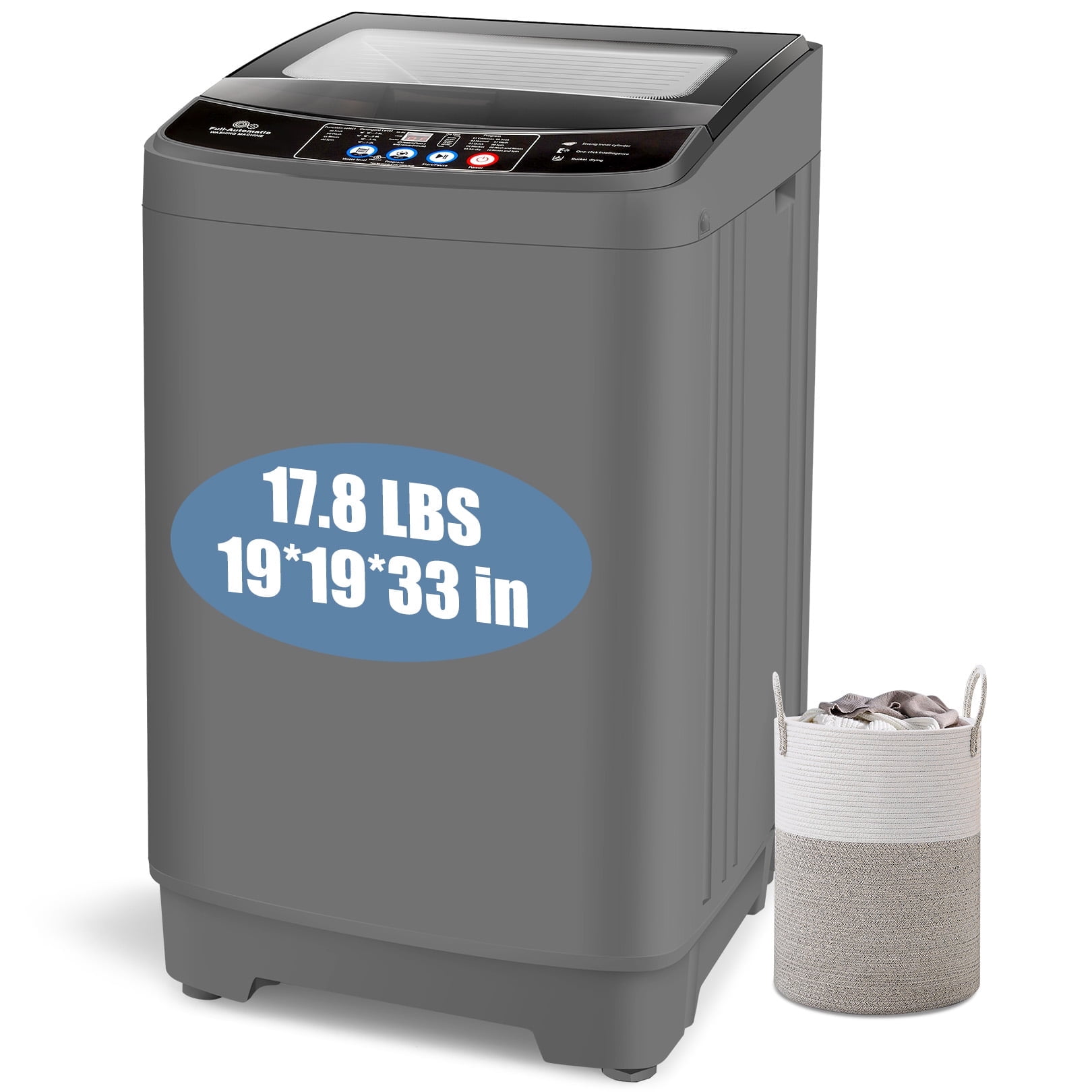 Veeboto 17.8lb Compact Automatic Washer with Drain Pump, LED Display ...