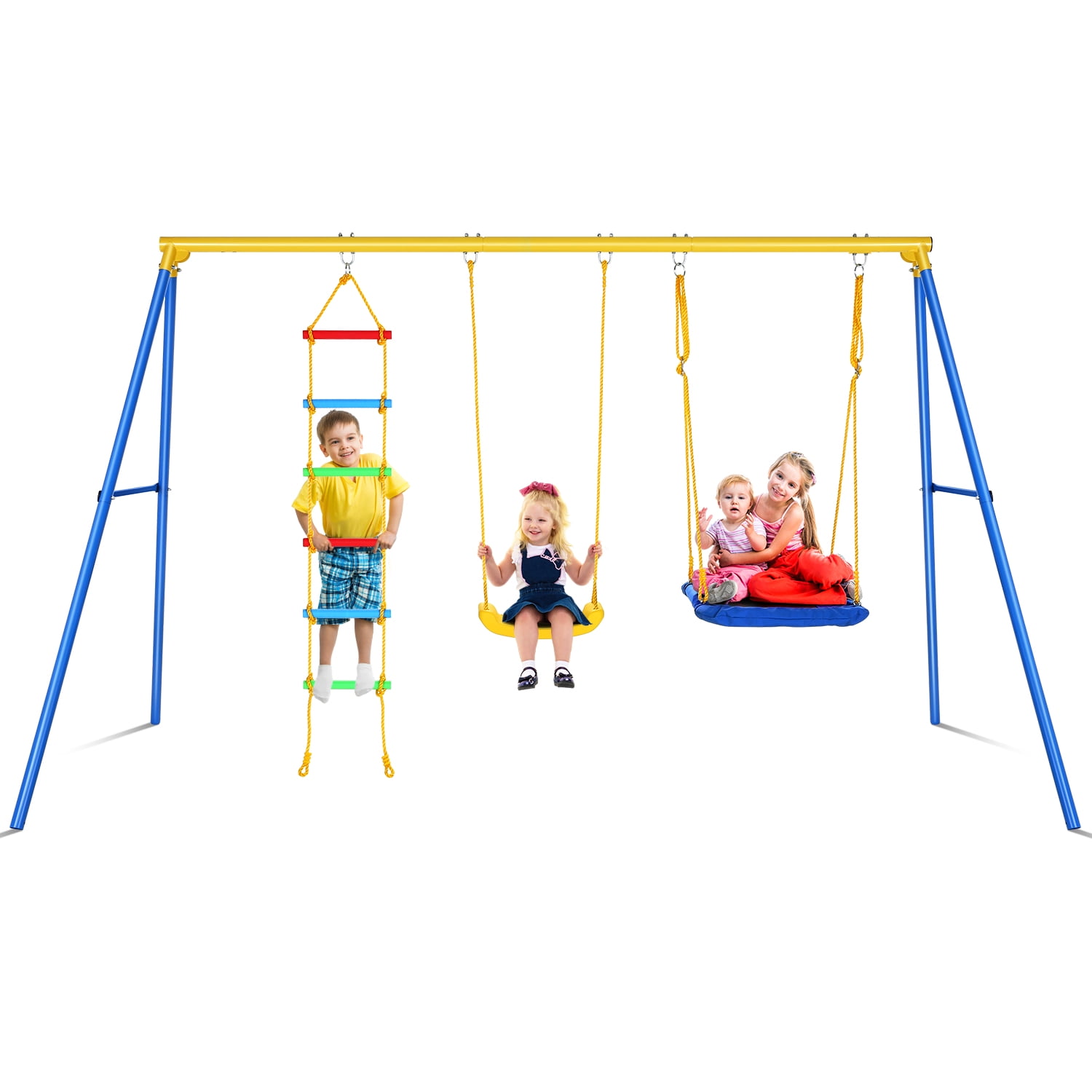 Veeboto 440LBS Swing Set, 3-in-1 Swing Sets with 2 Swing Seats ...