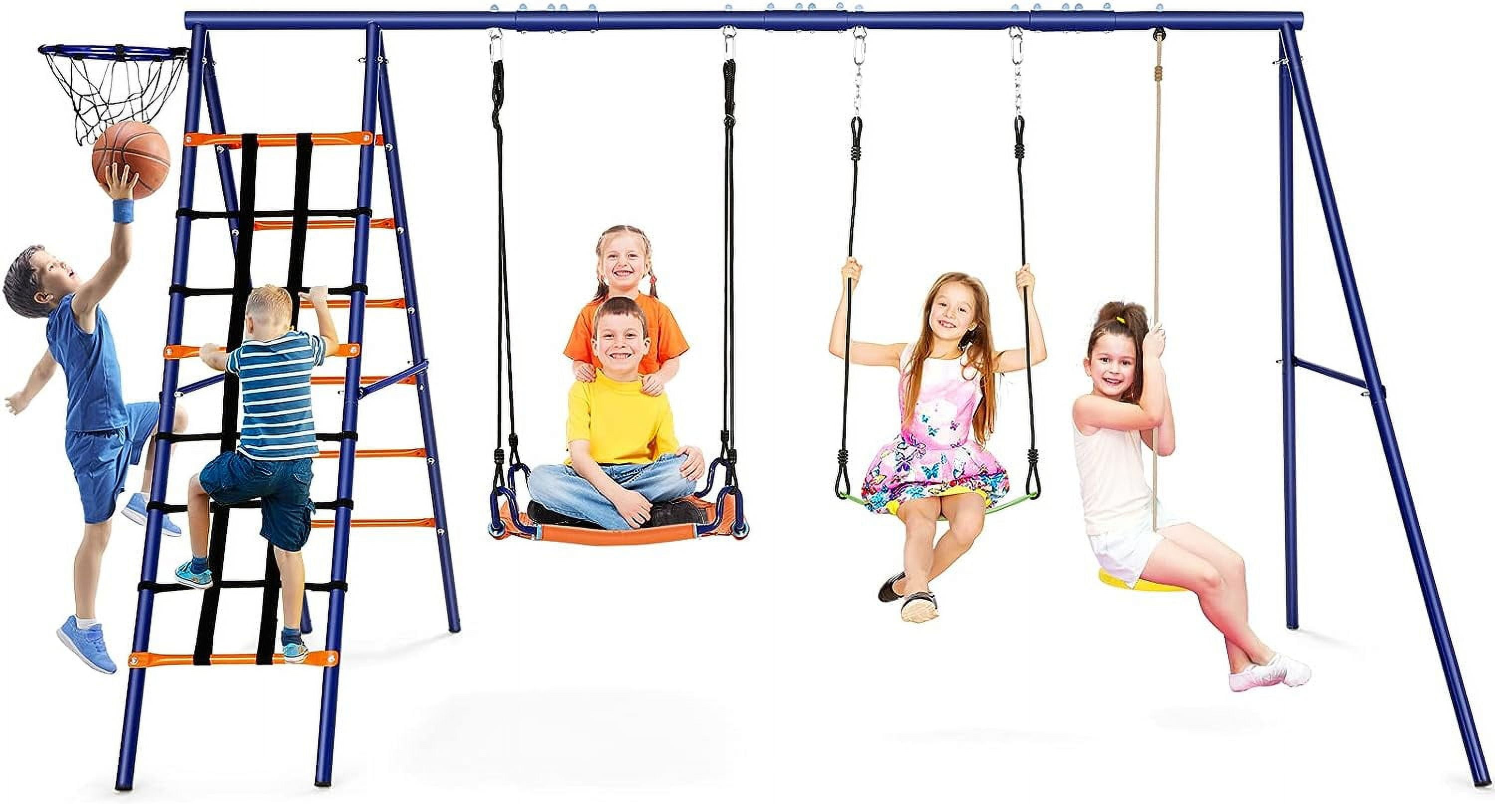 Veeboto 6-in-1 Swing Sets, 550LBS Large Capacity Swing Set, Backyard ...