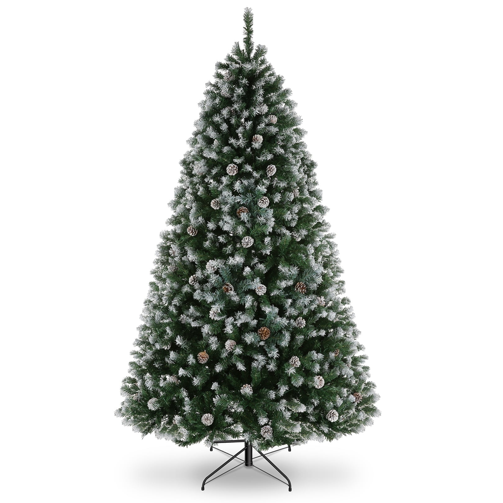 Veeboto 6ft Premium Hinged Christmas Tree with Pine Cones, Artificial ...