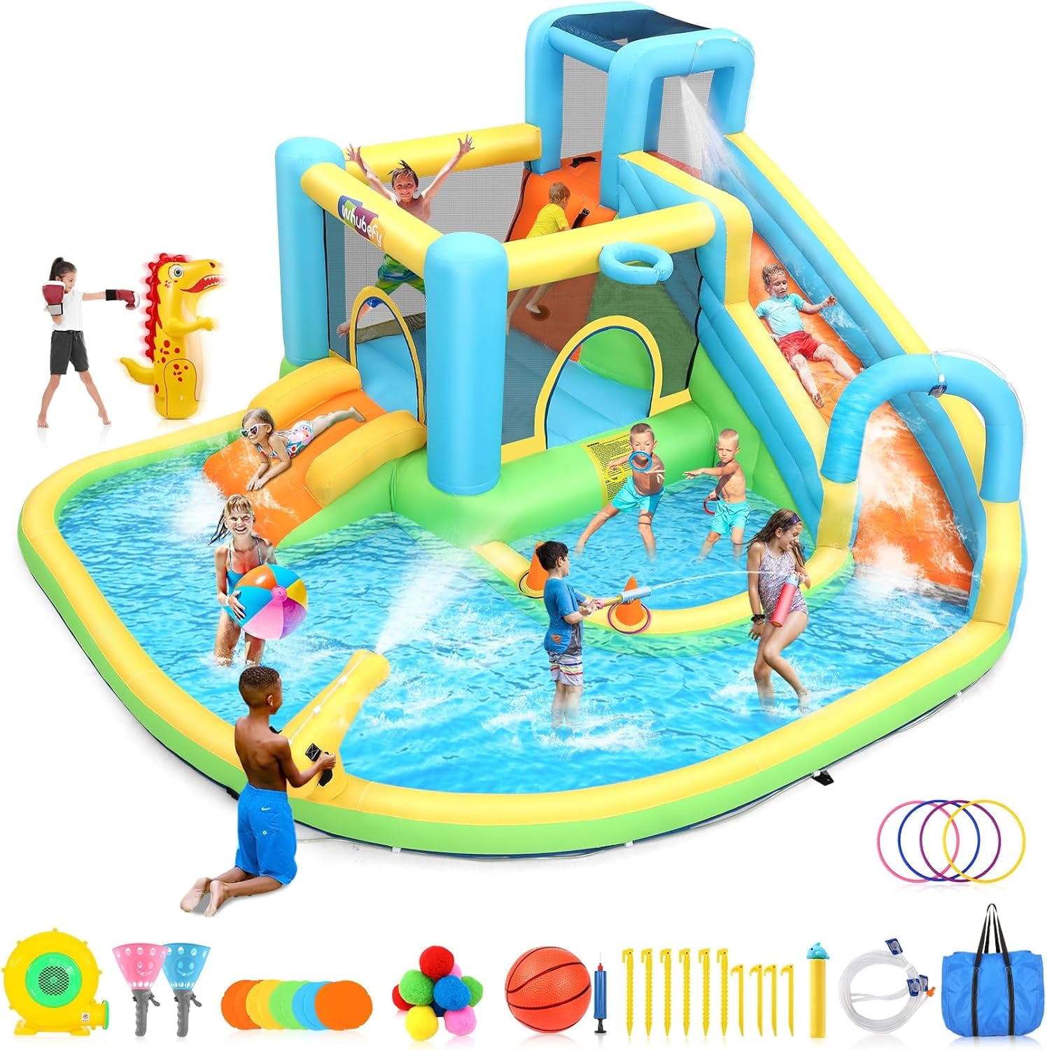 Veeboto Inflatable Water Slide, Bounce House with Climbing Wall, Pool ...