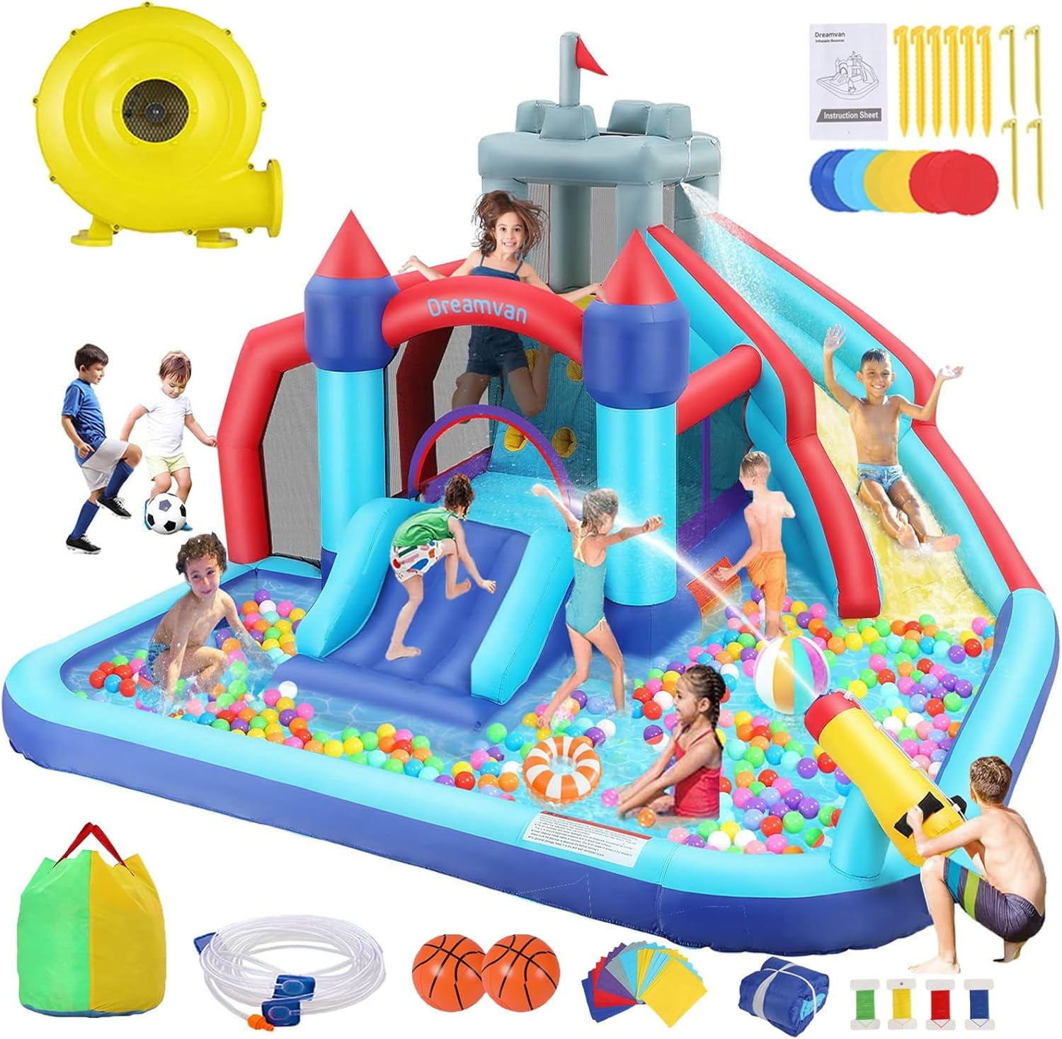 Veeboto Inflatable Bounce House with 580W Blower, Kids Bounce House ...