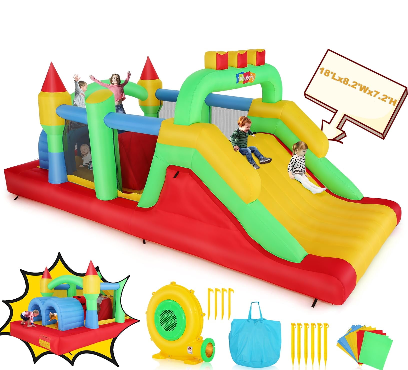 Veeboto Inflatable Bounce House with blower, Bouncy House Obstacle ...