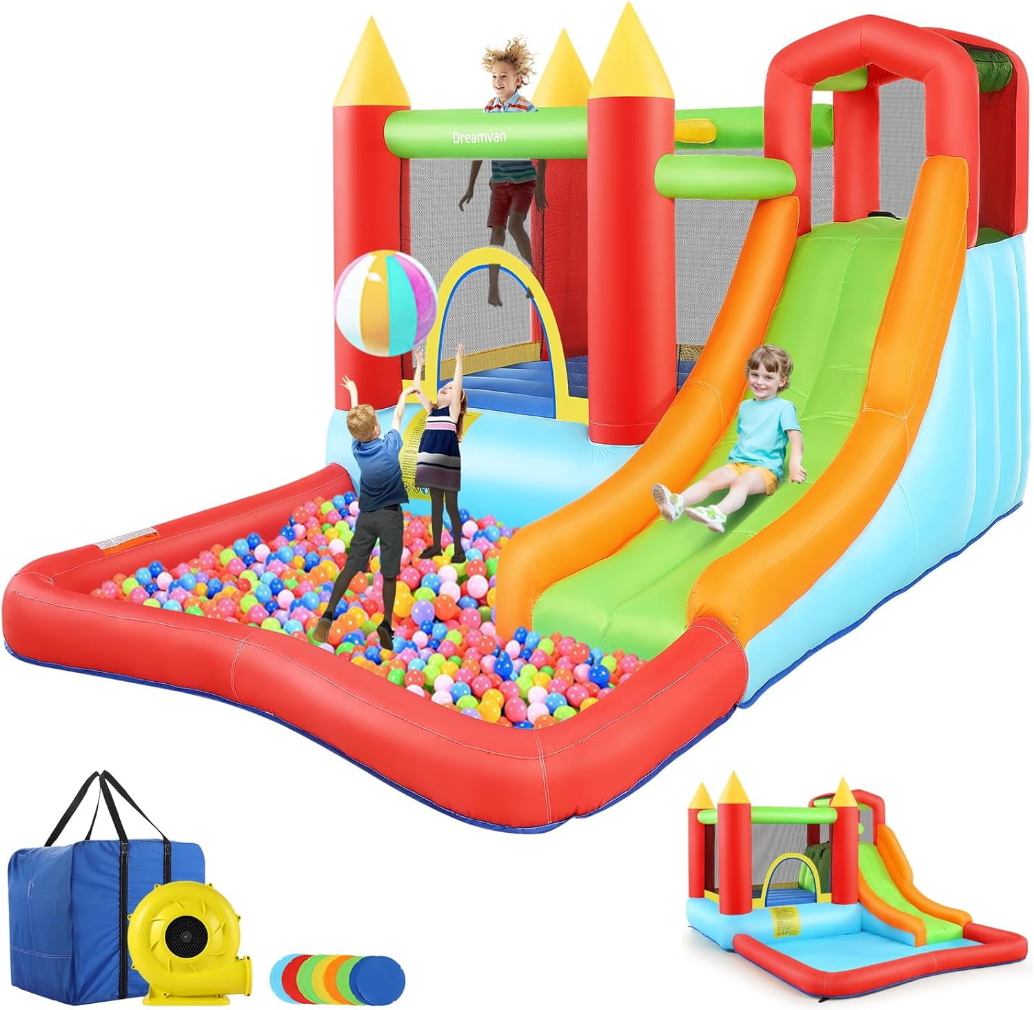 Veeboto Inflatable Bounce House with 370W Blower, Large Bouncy Castle ...