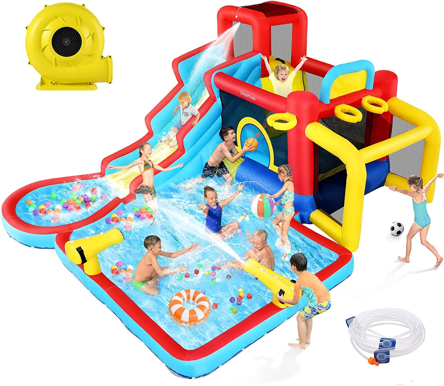 Veeboto Inflatable Water Slide, 12-in-1 Inflatable Bounce House & Water ...