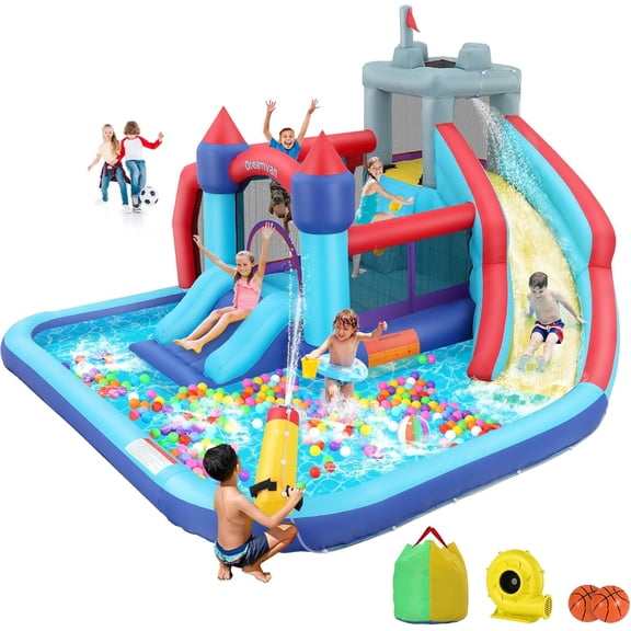 Veeboto Inflatable Water Slide, Bounce House with Climbing Wall, Pool ...