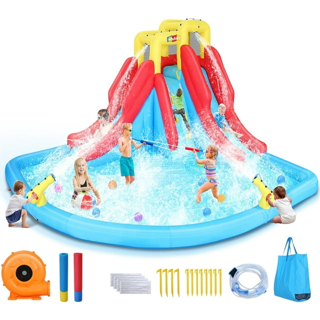 Veeboto Big Kids Outdoor Inflatable Water Slide, Splash Pool, Climbing ...