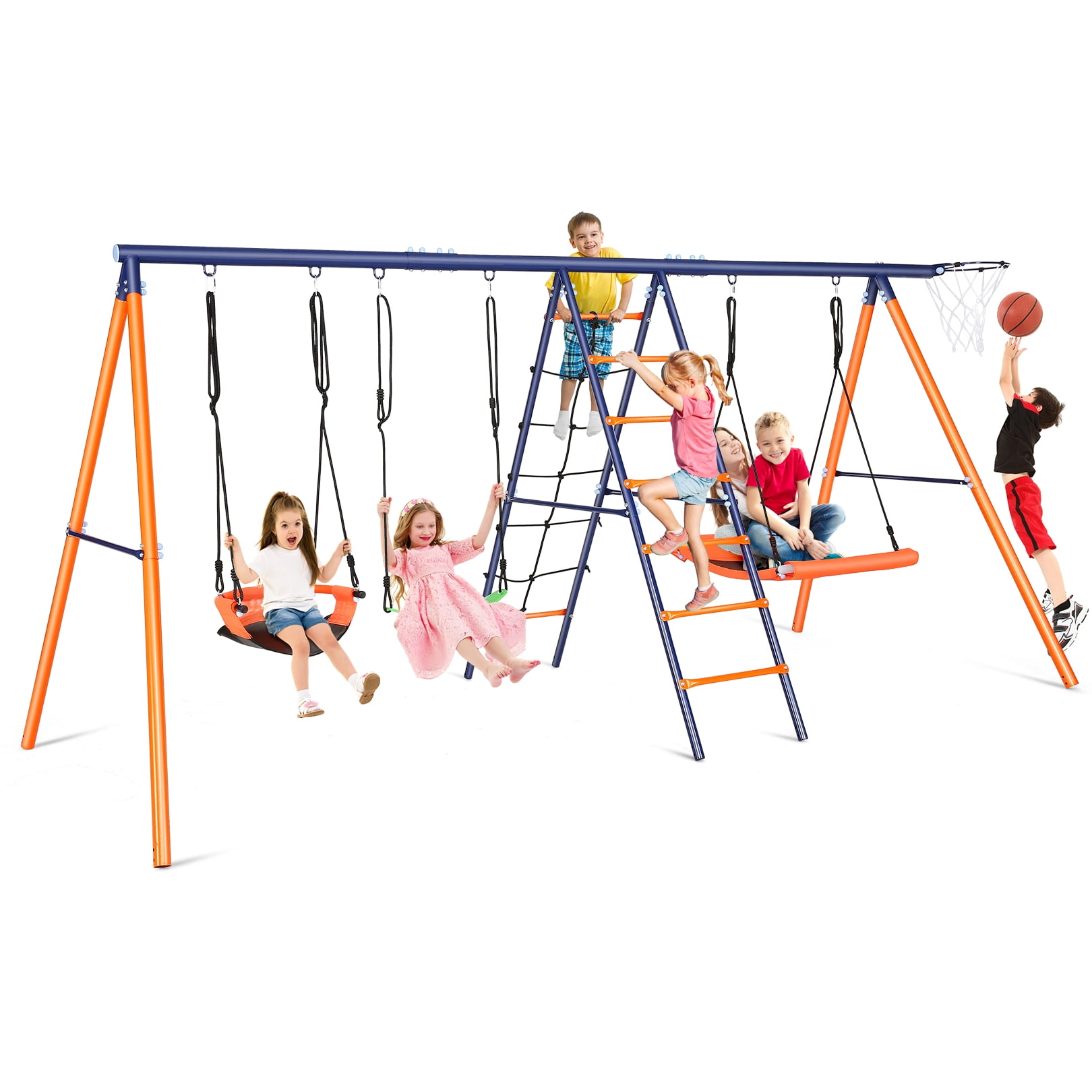 Veeboto 3-in-1 Kids Swing Set, Heavy-Duty Metal Playset with ...