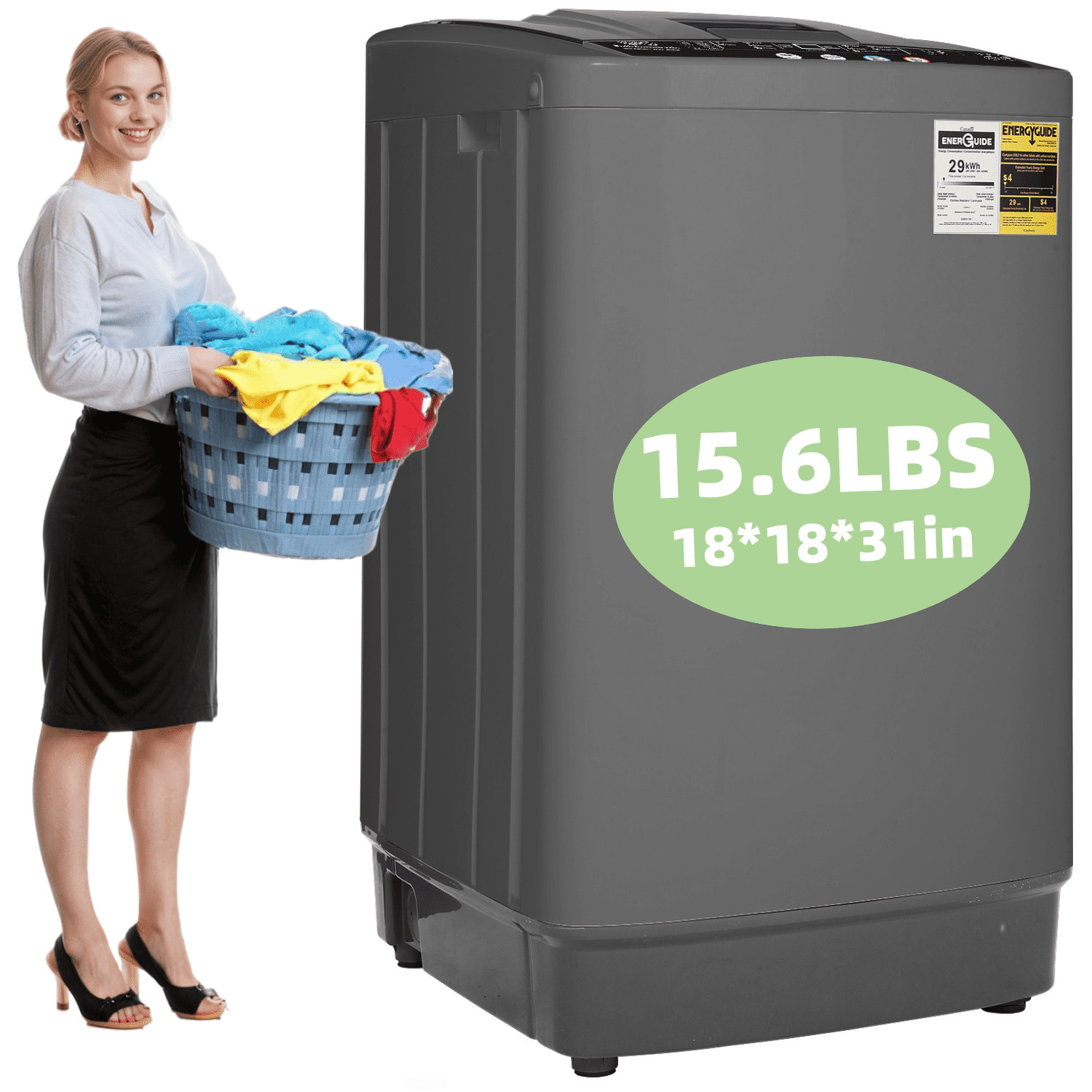 Veeboto Portable Washer, 17.6 lbs, Built-in Pump, Quick Wash, Child ...