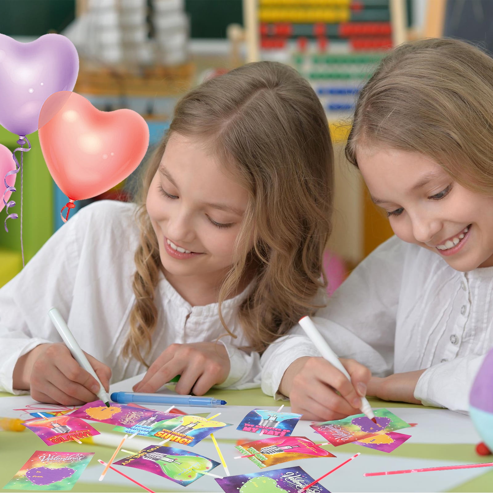 Veecome 36Pcs Valentine's Day Greeting Cards with Glow Sticks ...