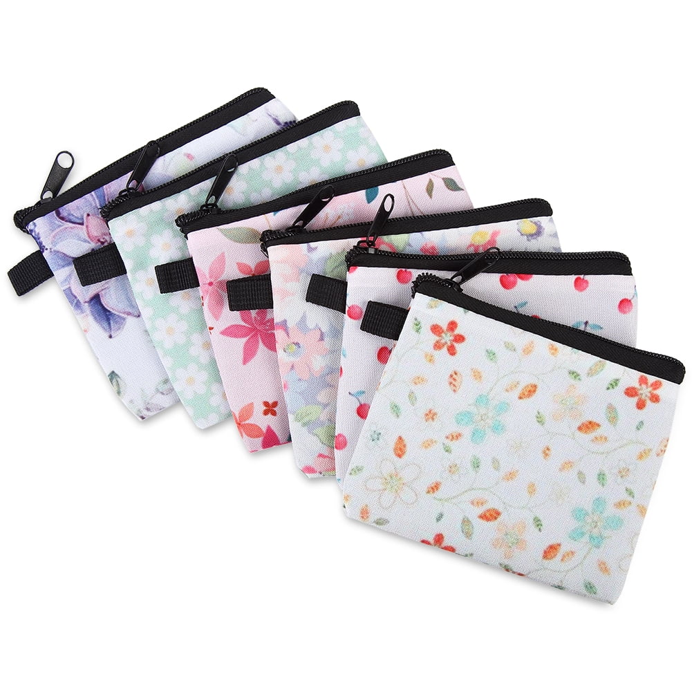 Veecome 6Pcs Coin Purse Floral Printing Fresh Feminine Product Pouch ...