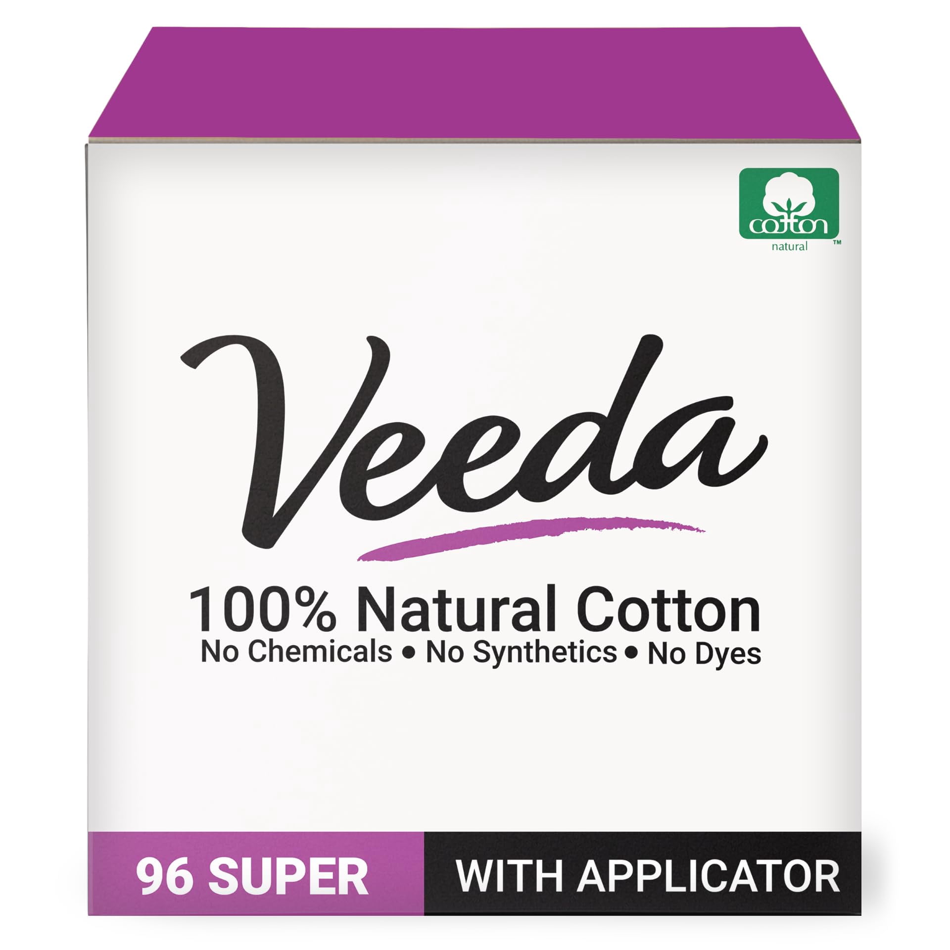 Veeda 100% Natural Cotton Tampons - BSL1 Super Absorbency with Leak ...