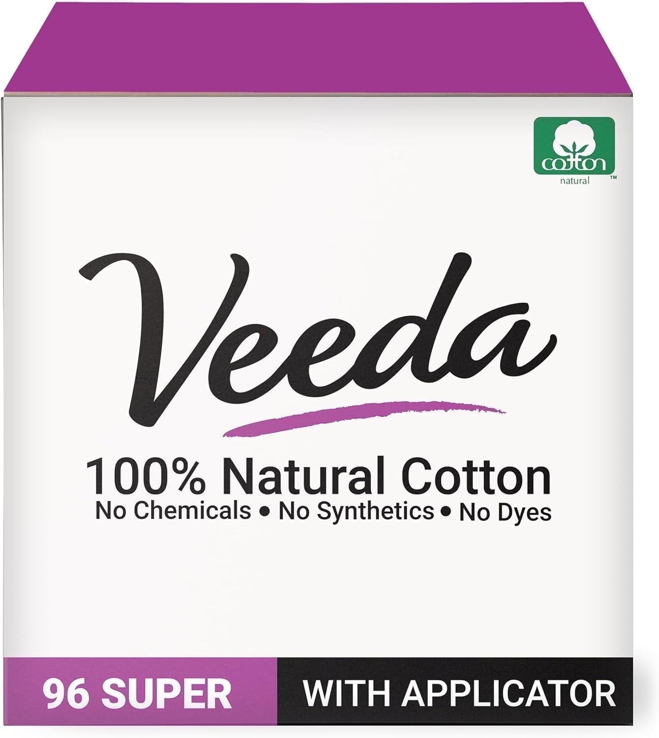 Veeda 100% Natural Cotton Tampons for Women - Super Absorbency with ...