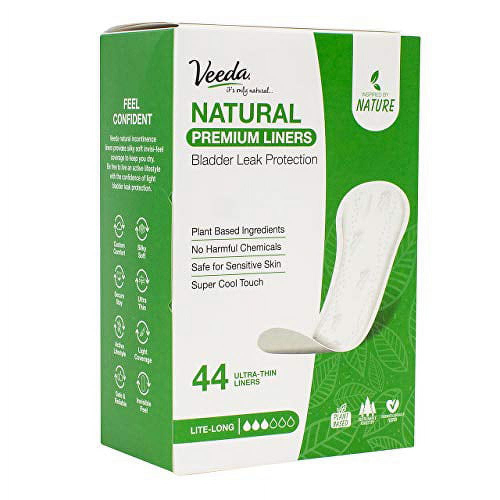 Veeda Daily Natural Premium Incontinence and Postpartum Panty Liners ...
