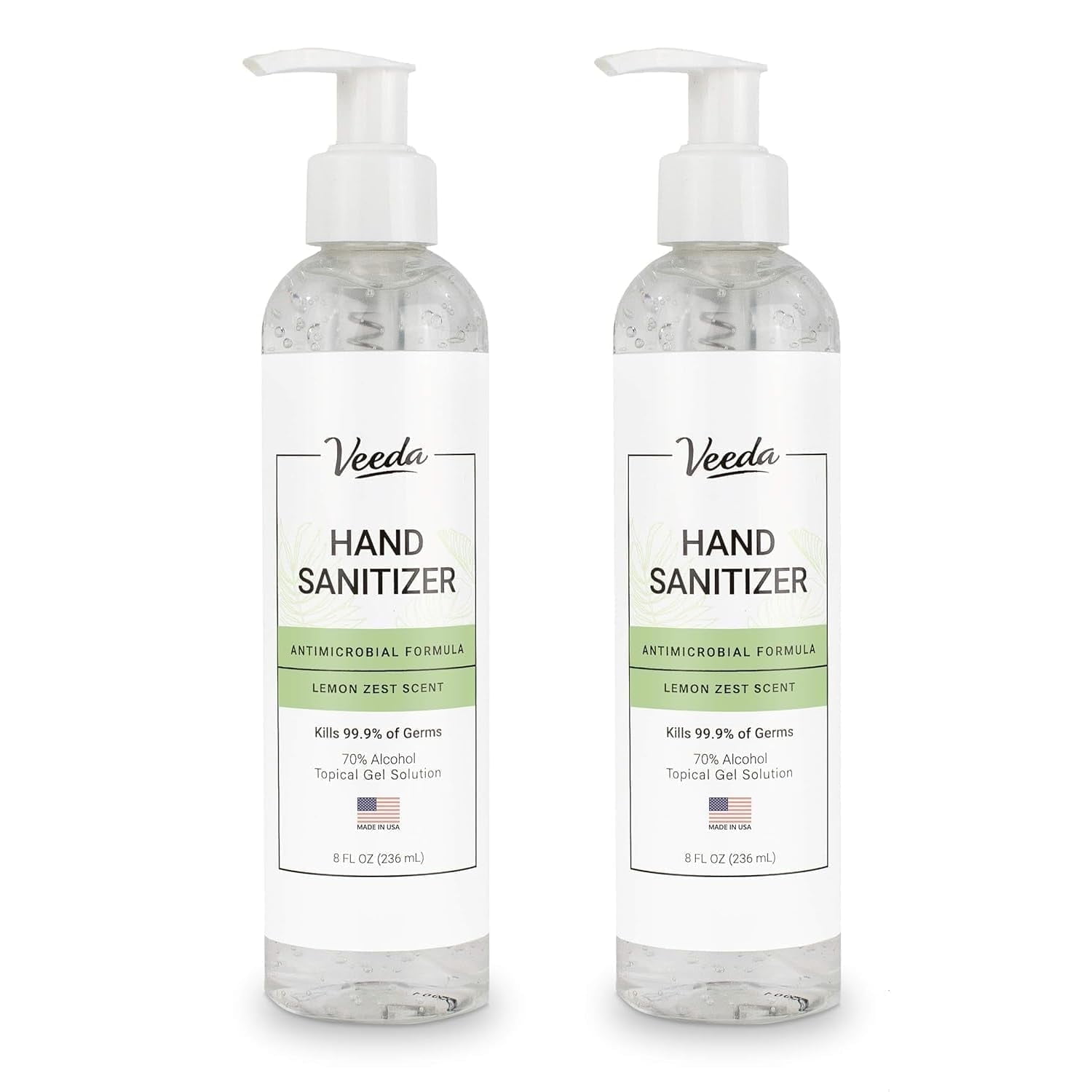 Veeda Hand Sanitizer with Lemon Zest Scent - Moisturizing Clear Gel ...