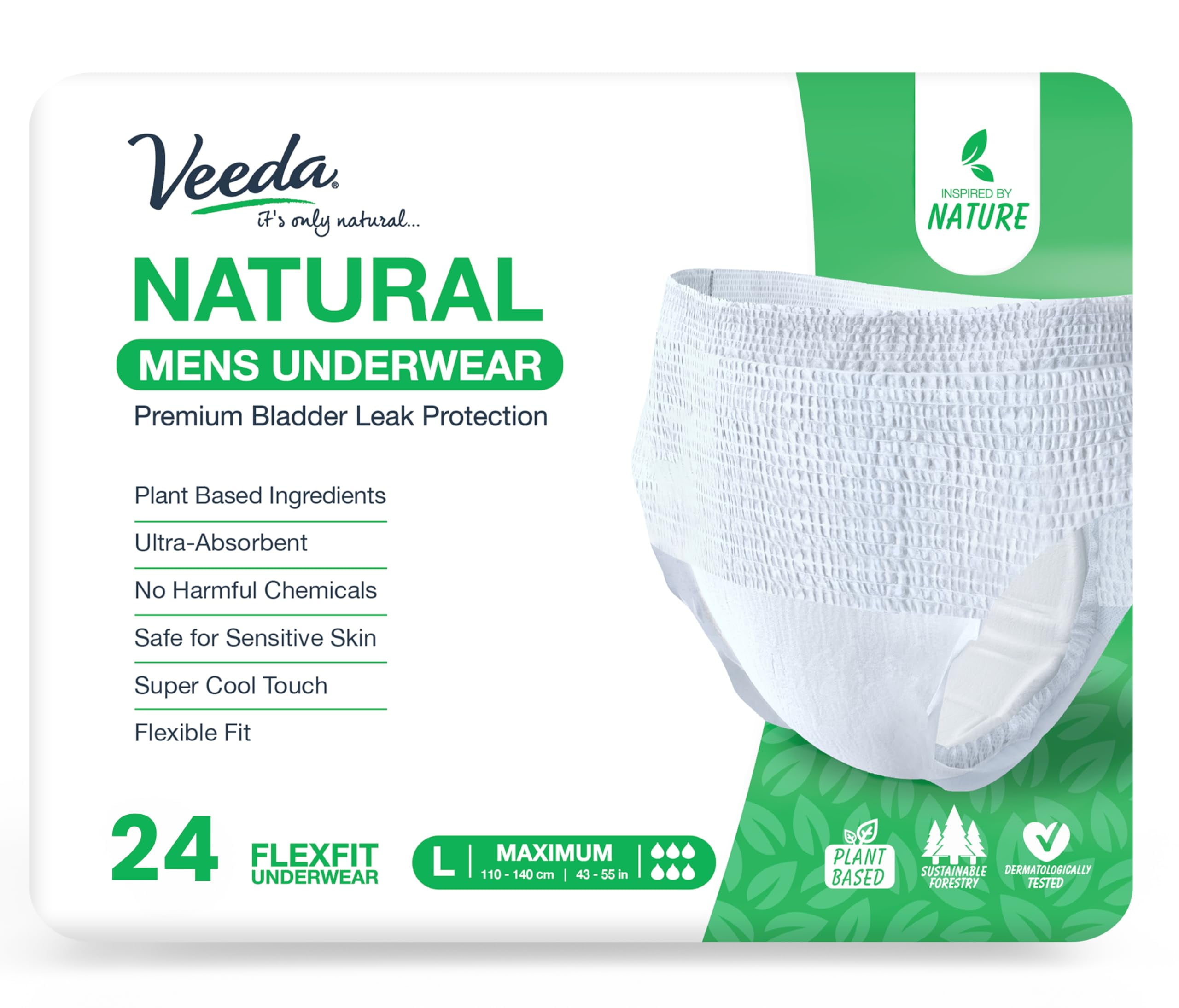 Veeda Natural Adult Incontinence Underwear for Men - Disposable ...