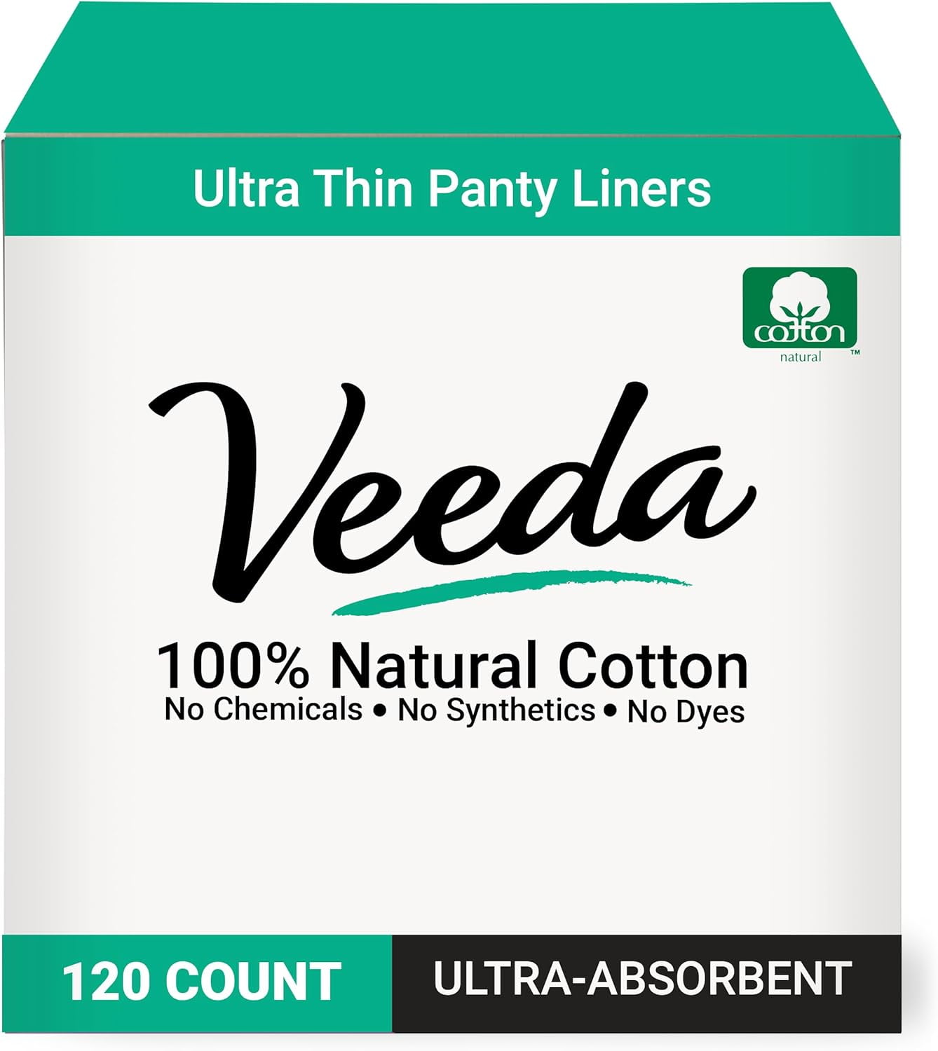 Veeda Ultra Thin Natural Cotton Daily Liners, Breathable, Chlorine ...