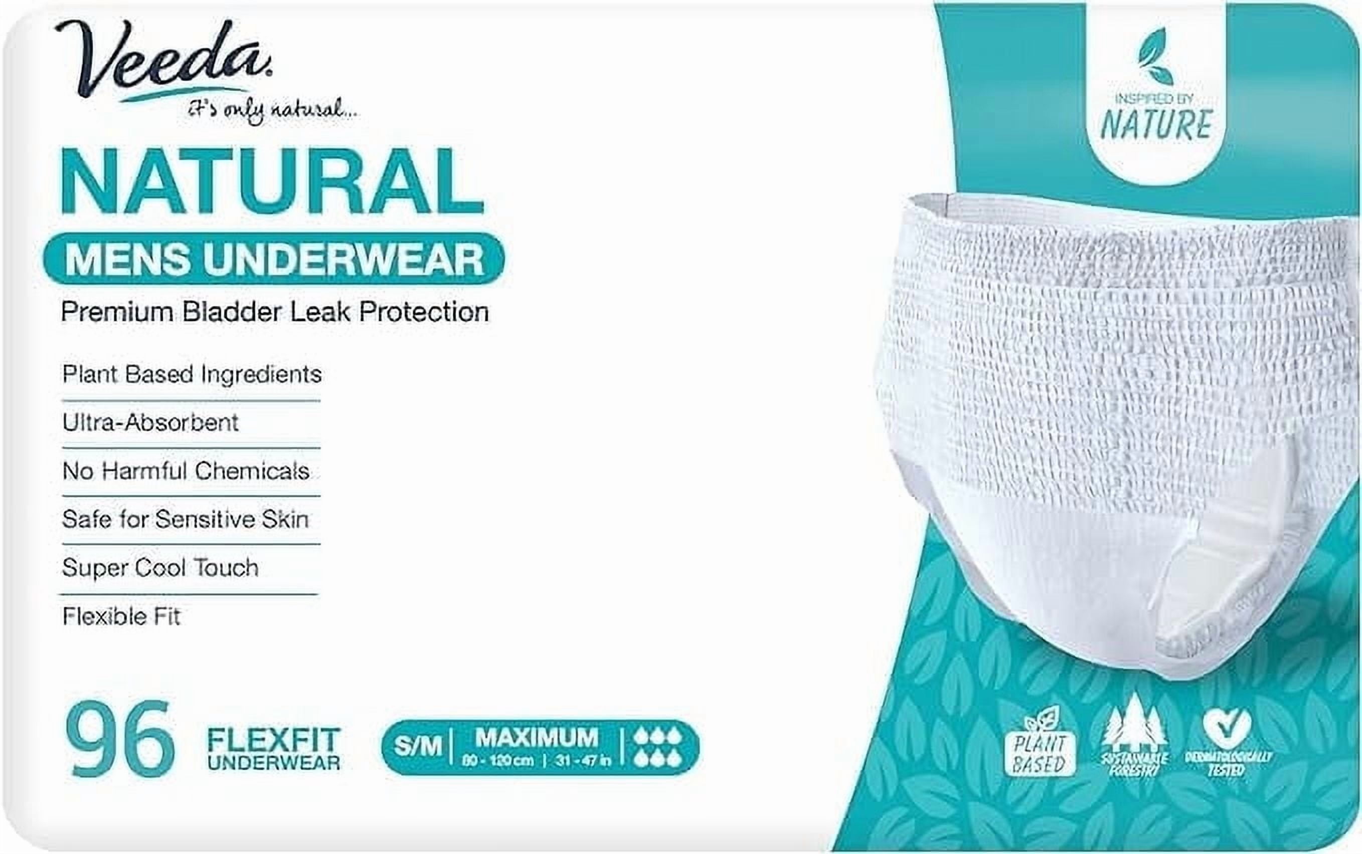Veeda Natural Adult Incontinence Underwear for Men - Disposable ...