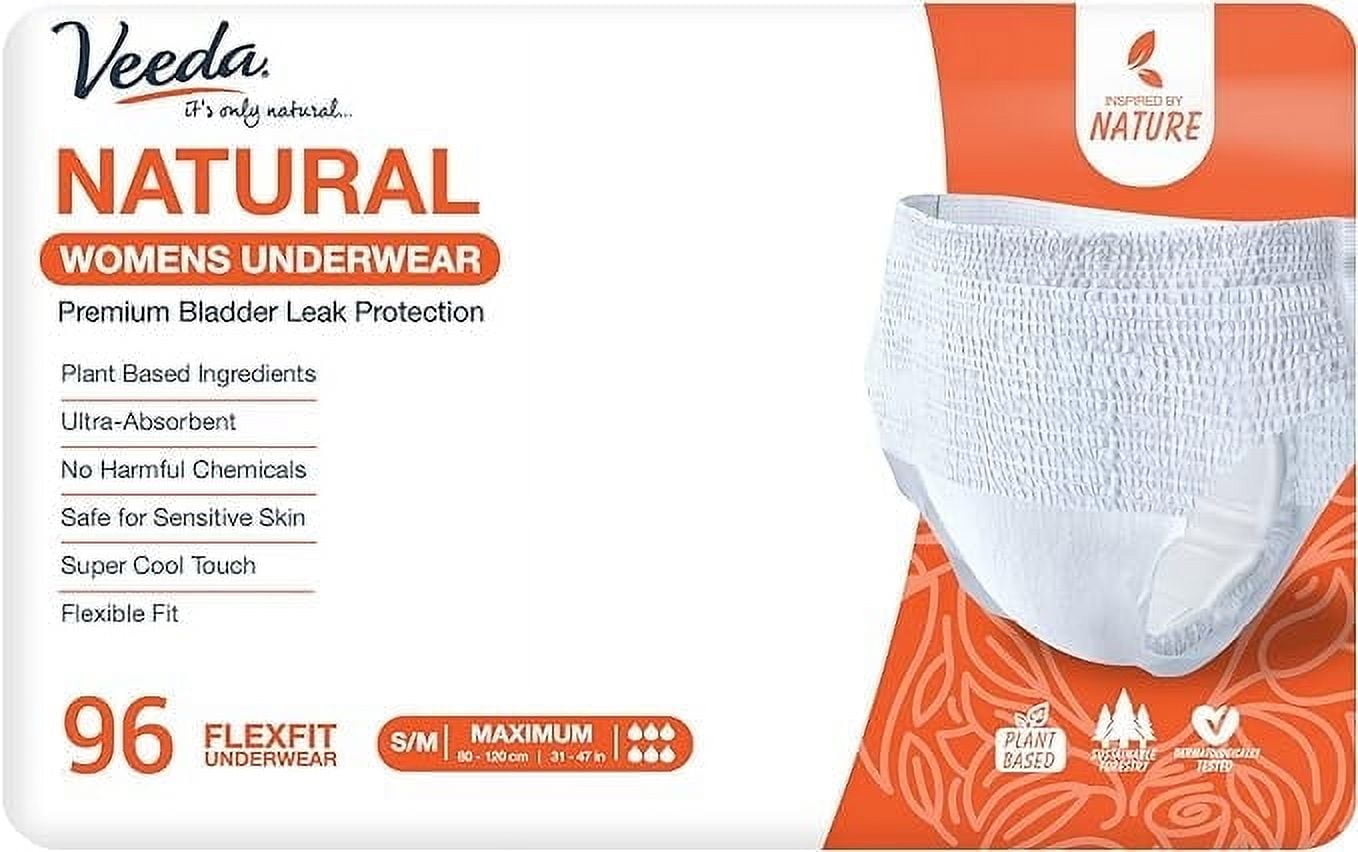 Veeda Natural Adult Incontinence Underwear for Women - Postpartum Underwear for Bladder Leakage ...