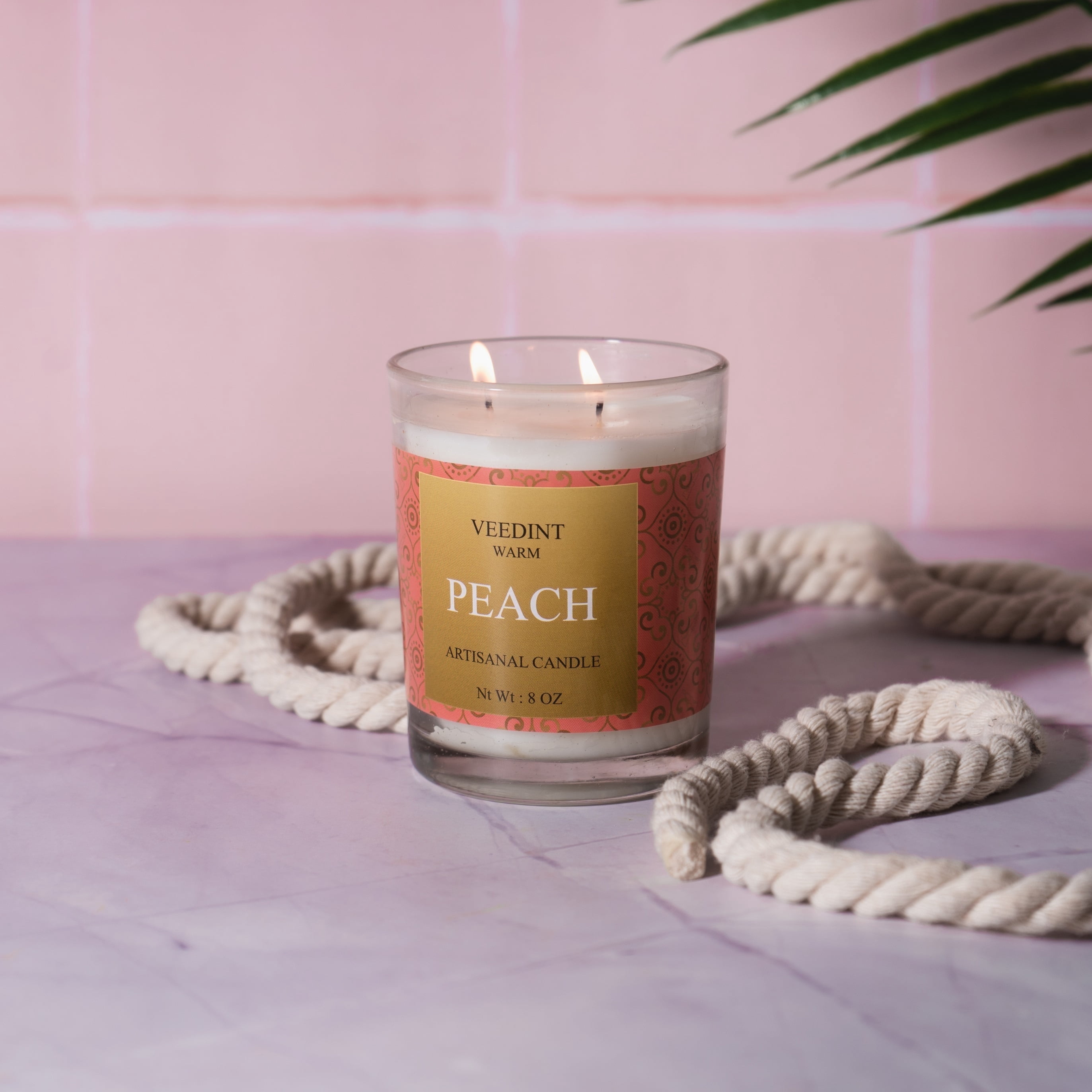 Veedint Candle, 8 oz, Peach Scented Jar Candle with 24 Hour Burn Time ...