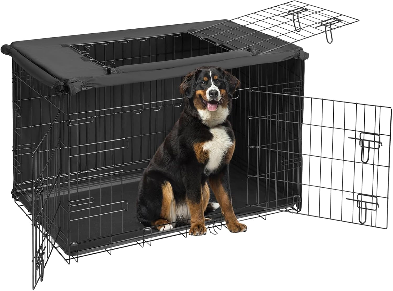 48 inch Dog Crate for Large Dogs with Three Doors & Cover-Metal Wire ...