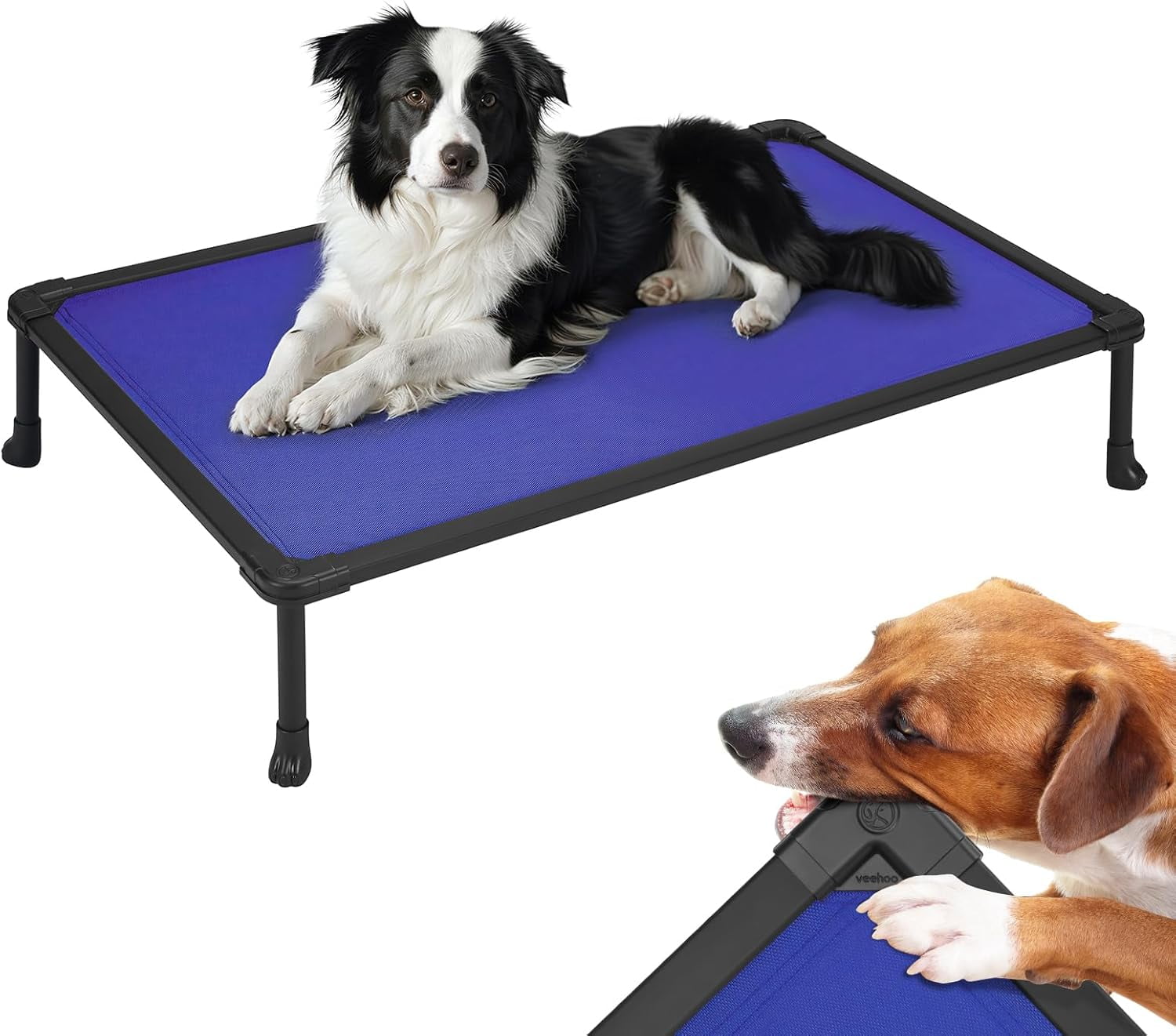 Veehoo Chew Proof Dog Bed, Non Chewable Dog Cots Beds for Medium Dogs ...