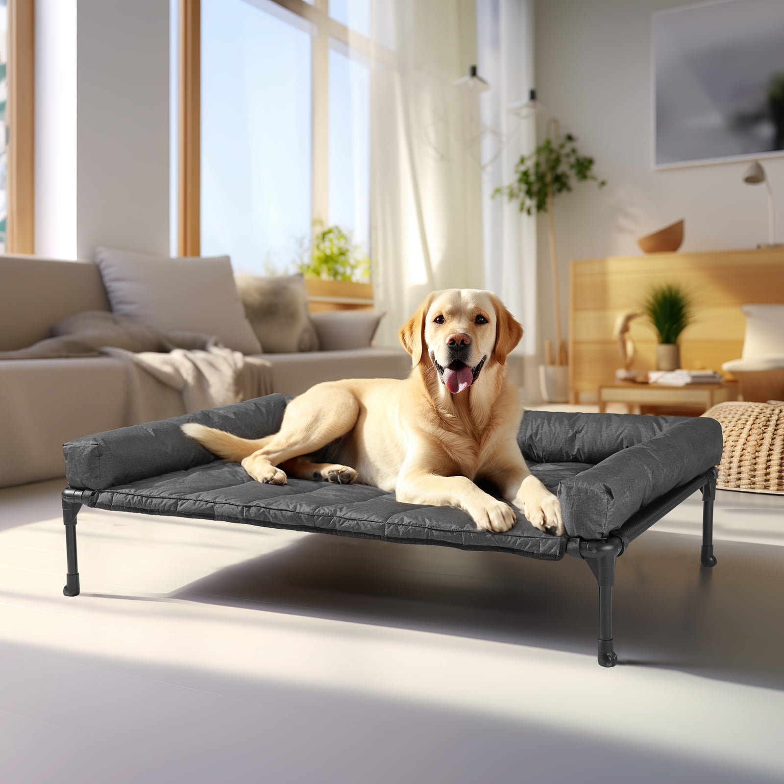 Veehoo Cooling Elevated Dog Bed + Waterproof Removable Pillow-Top Mat ...