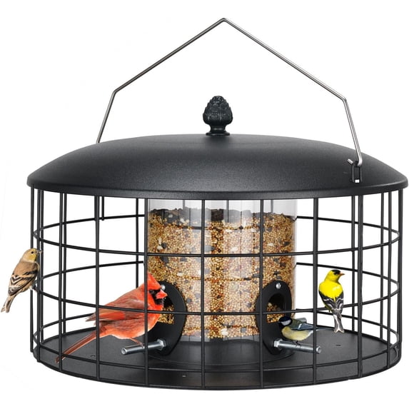 Veehoo Squirrel Proof Bird Feeders for Outdoors Hanging, Metal Caged ...