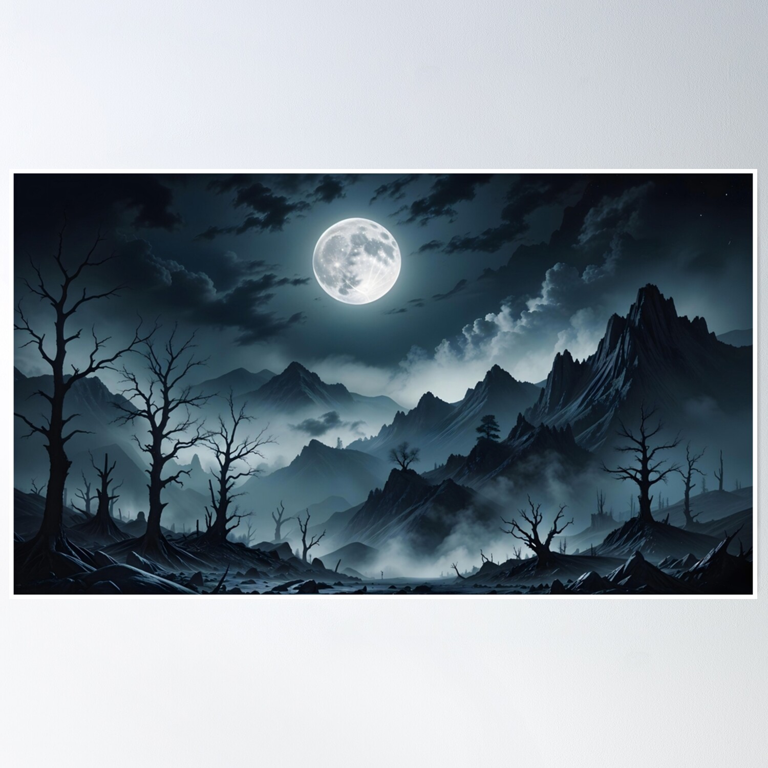 Veek2Rize: Landscapes Series - Full Moon 01 Poster Wall Art, Modern ...