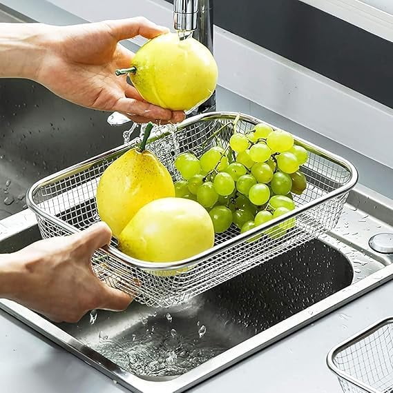 Veemok Drain Basket Steel Big Drip Tray Kitchen Drying Stand Mesh Sink ...