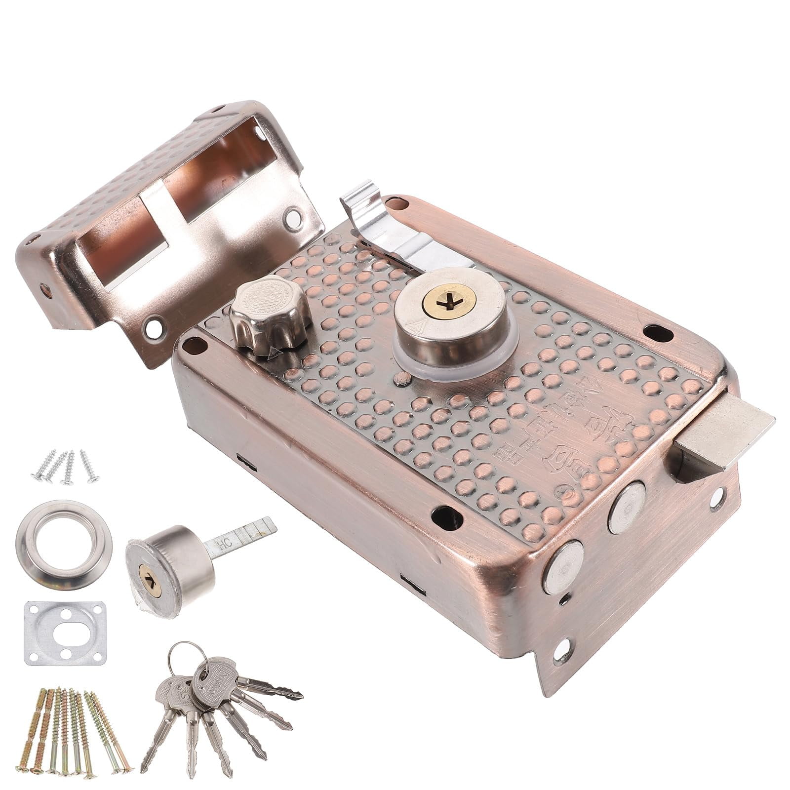 Veemoon Door Rim Lock Hardware, Vintage Heavy Duty Door Lock Vertical ...