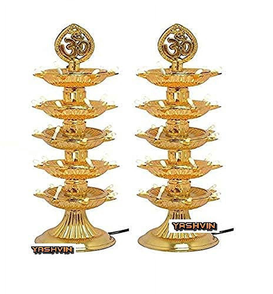 VeenaLighting Lamps for Pooja MAHA Pack 5 Layer Electric Diya Deepak ...