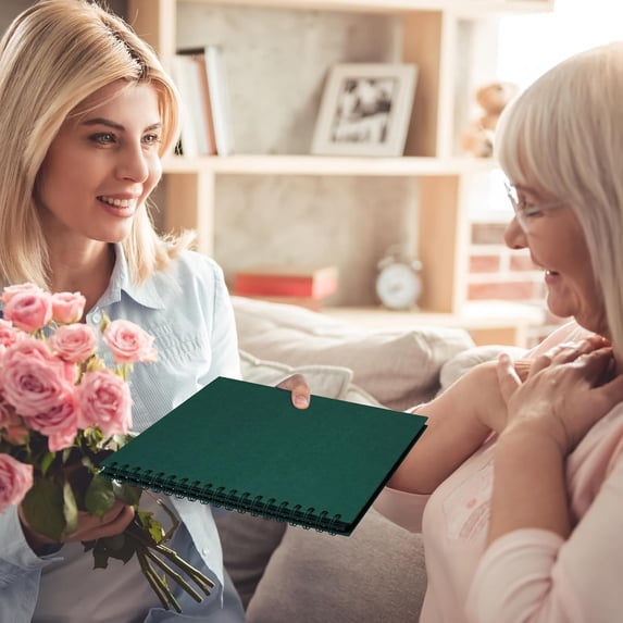 Veeogra Photo Scrapbook Album,Green Blank Memory Book,7X7In 20 Sheets ...
