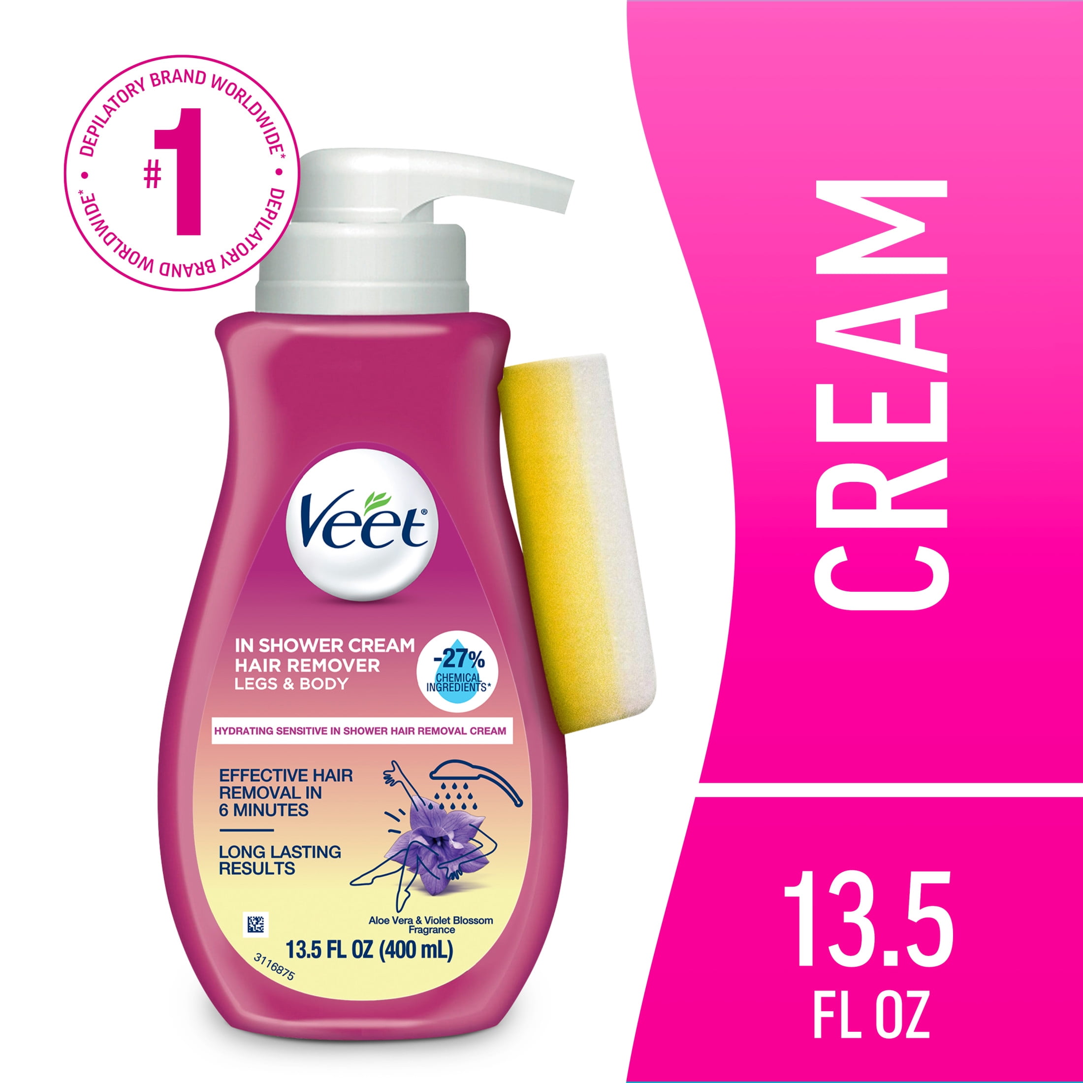 Veet Hair Removal Cream In Shower Body Hair Remover For Women Sensitive Skin 13.5 FL OZ