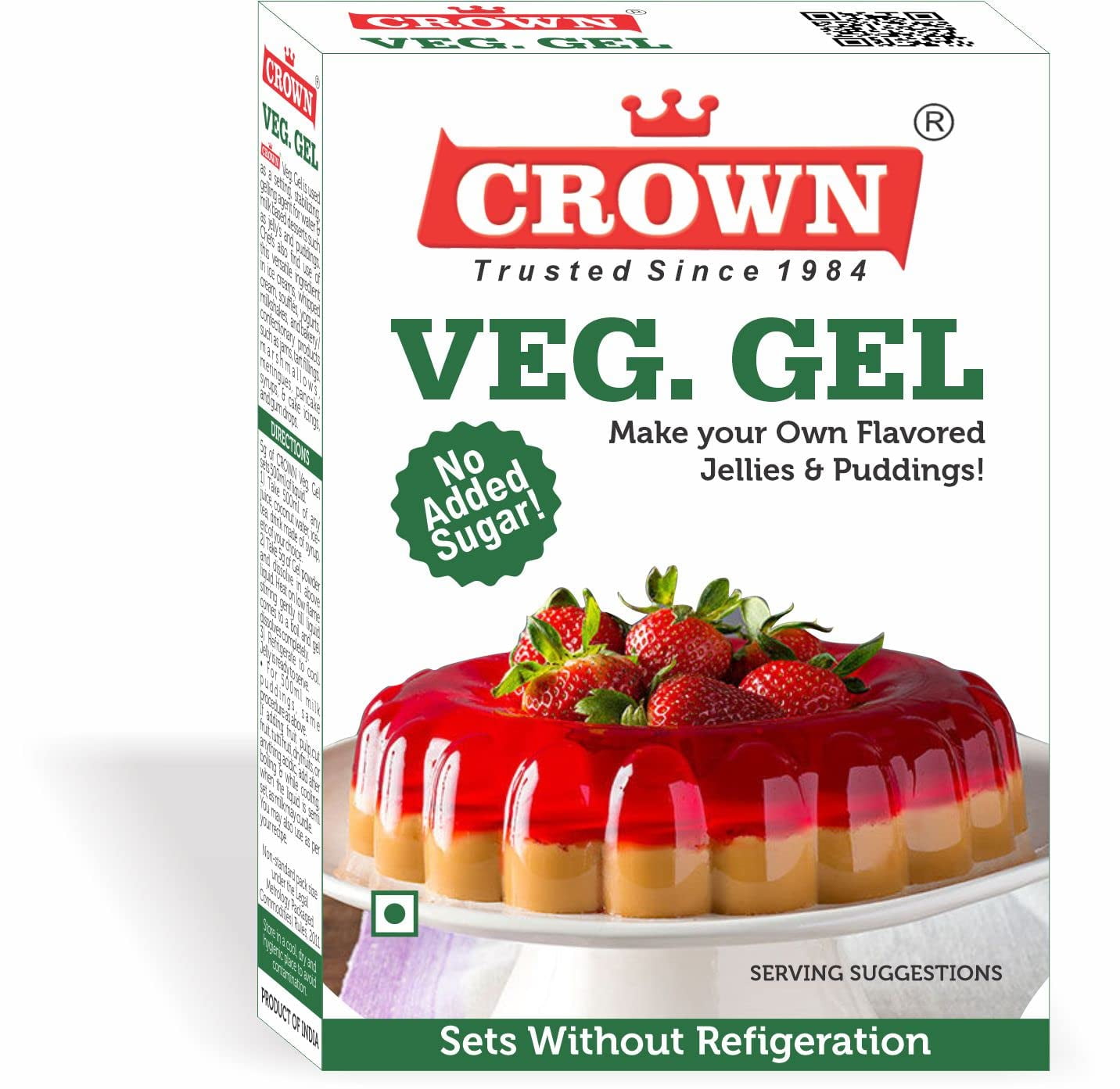 Veg. Gel (aka Vegetarian Gelatin / Agar Agar Substitute) 120g - (40g x Pack of 3, Total: 120g ...