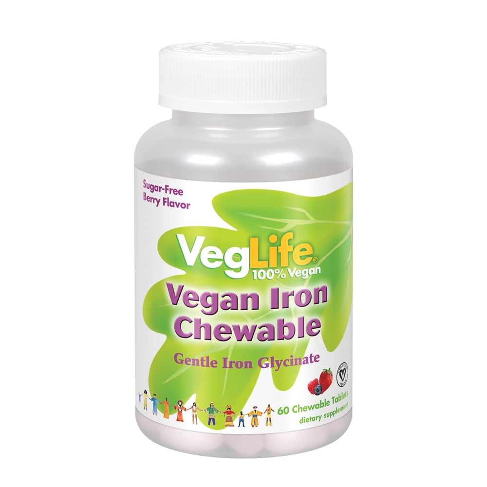 VegLife Iron, Vegan Chewables 18mg | Iron Glycinate For Gentle ...