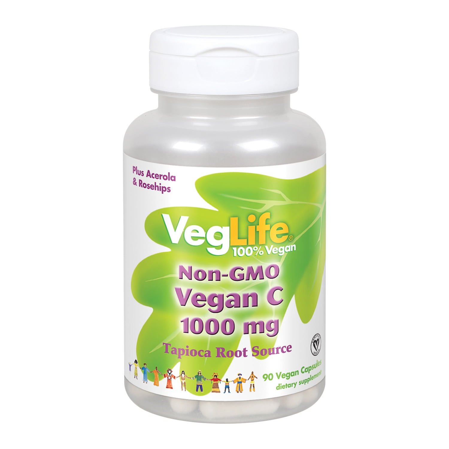 VegLife Vegan Vitamin C 1000mg, Non GMO, Immune Support, 90 VegCaps ...