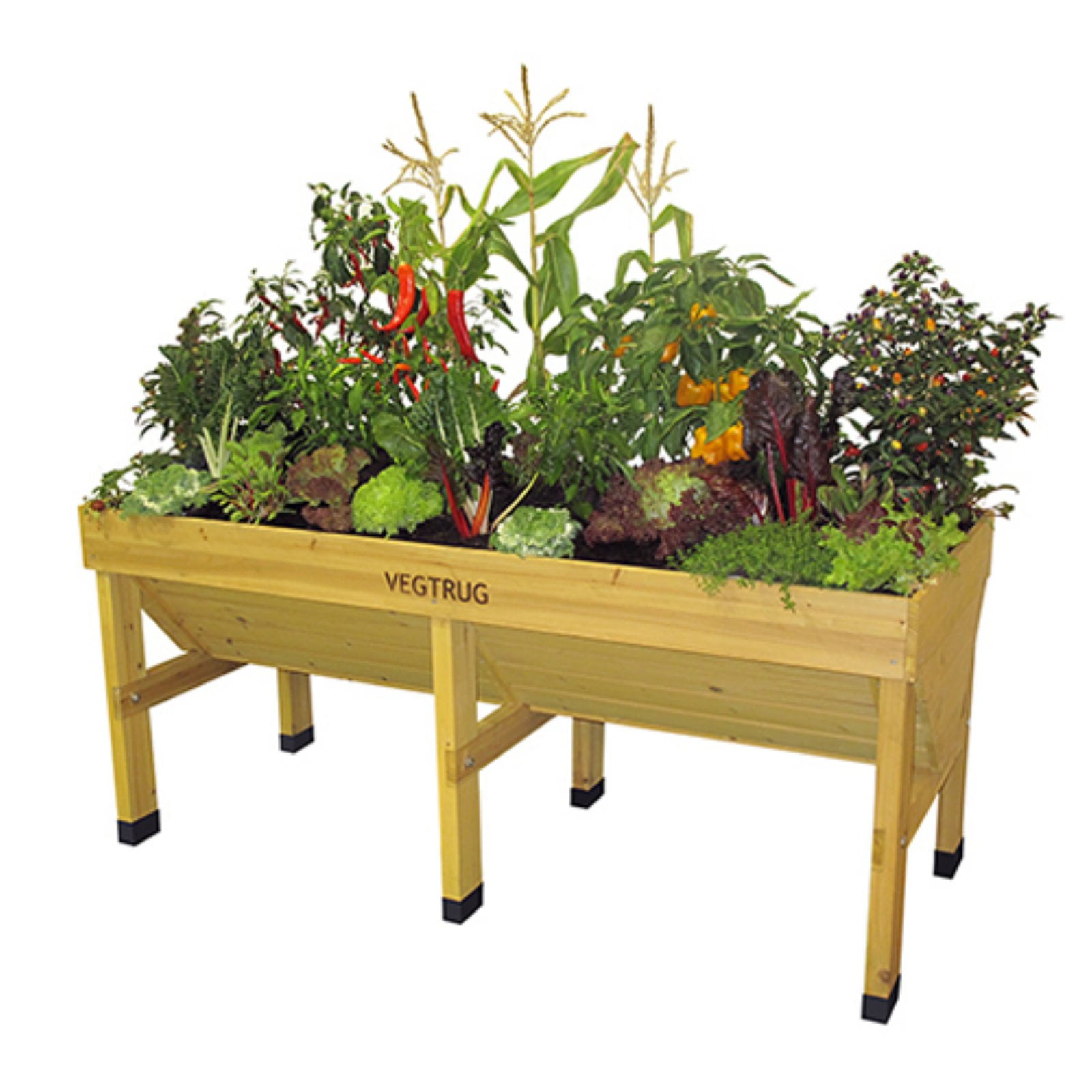 VegTrug Raised Garden Planter Bed with Flower Drainage System, Natural ...