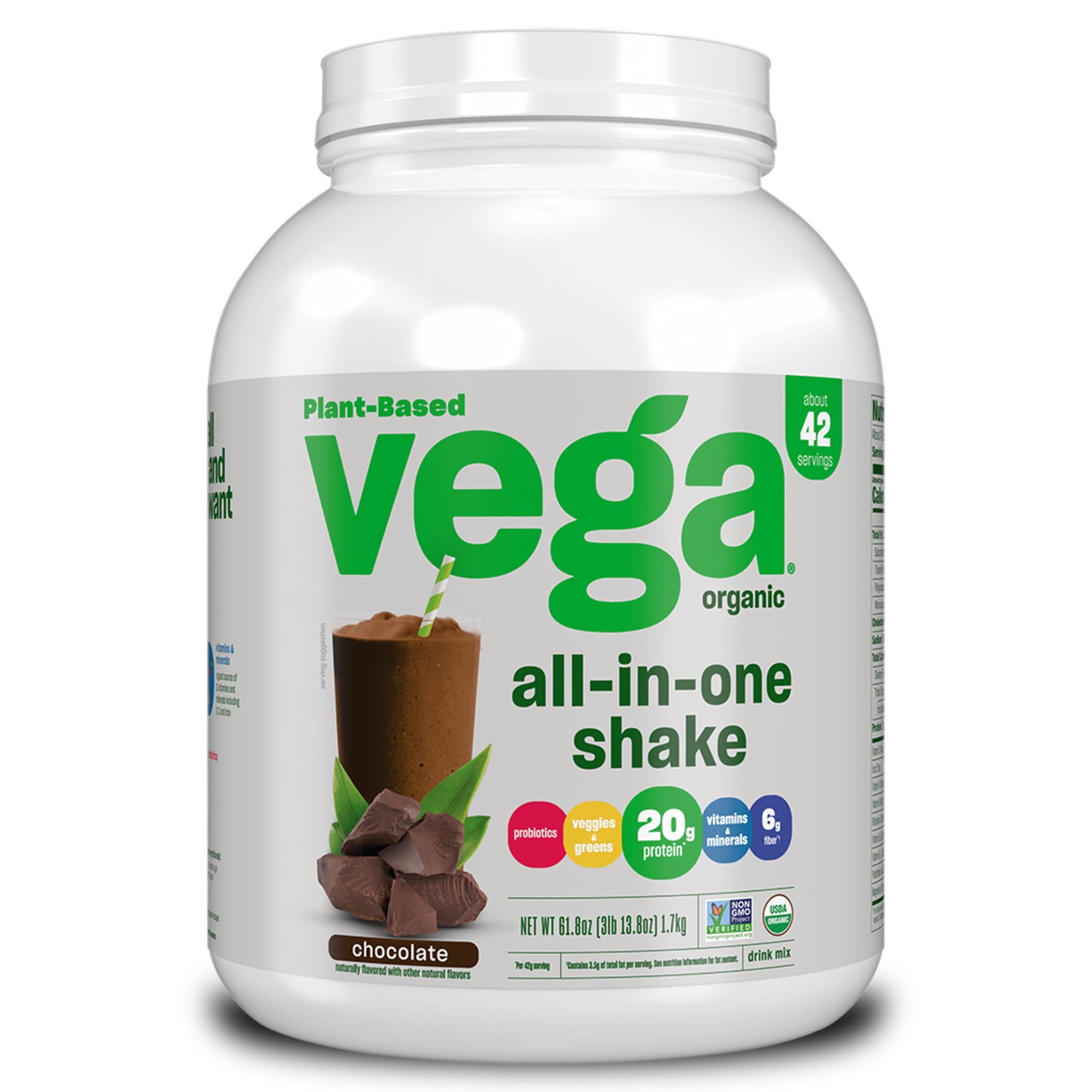 Vega Organic Vegan Mix All-in-One Shake, Plant-Based Protein Powder ...