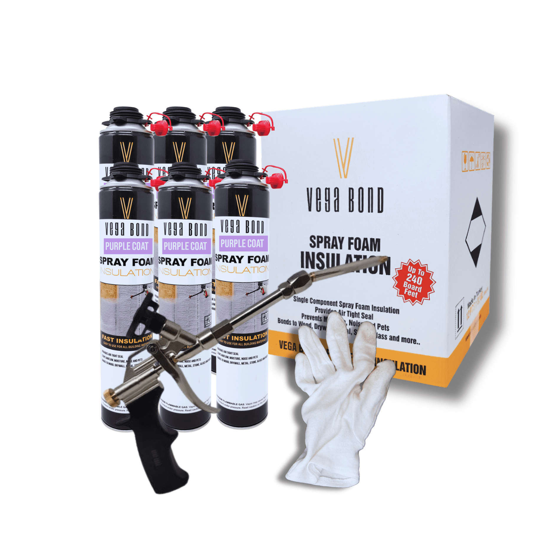 Vega Bond Purplecoat Insulation Spray Foam, 120 Board Feet, 6-Pack with ...