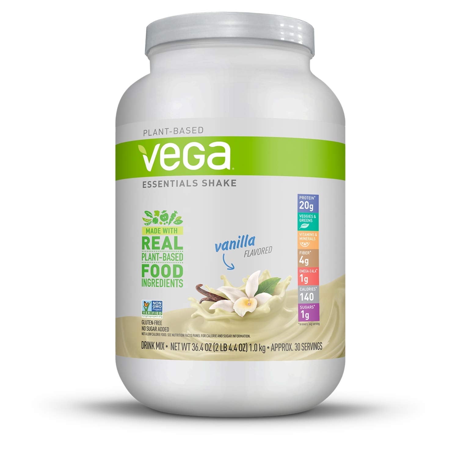 Vega Essentials Shake Plant Based Protein Powder, Vanilla, 30 Servings ...