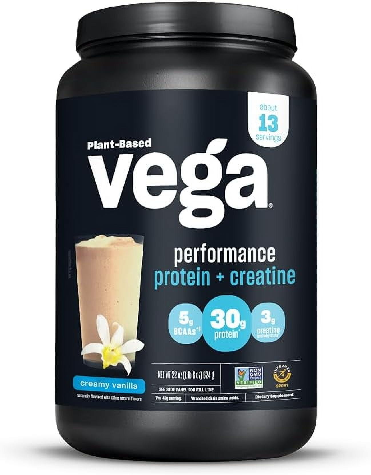Vega Protein Powder, Vanilla, 30g Plant-Based Protein, 3g Creatine ...