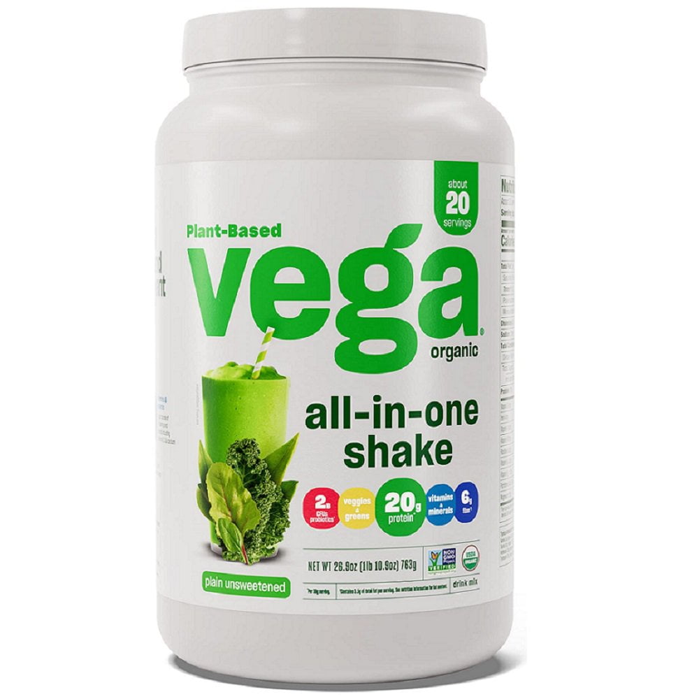 Vega Plant-Based 20g Protein All-in-One Shake Mix - Plain Unsweetened ...