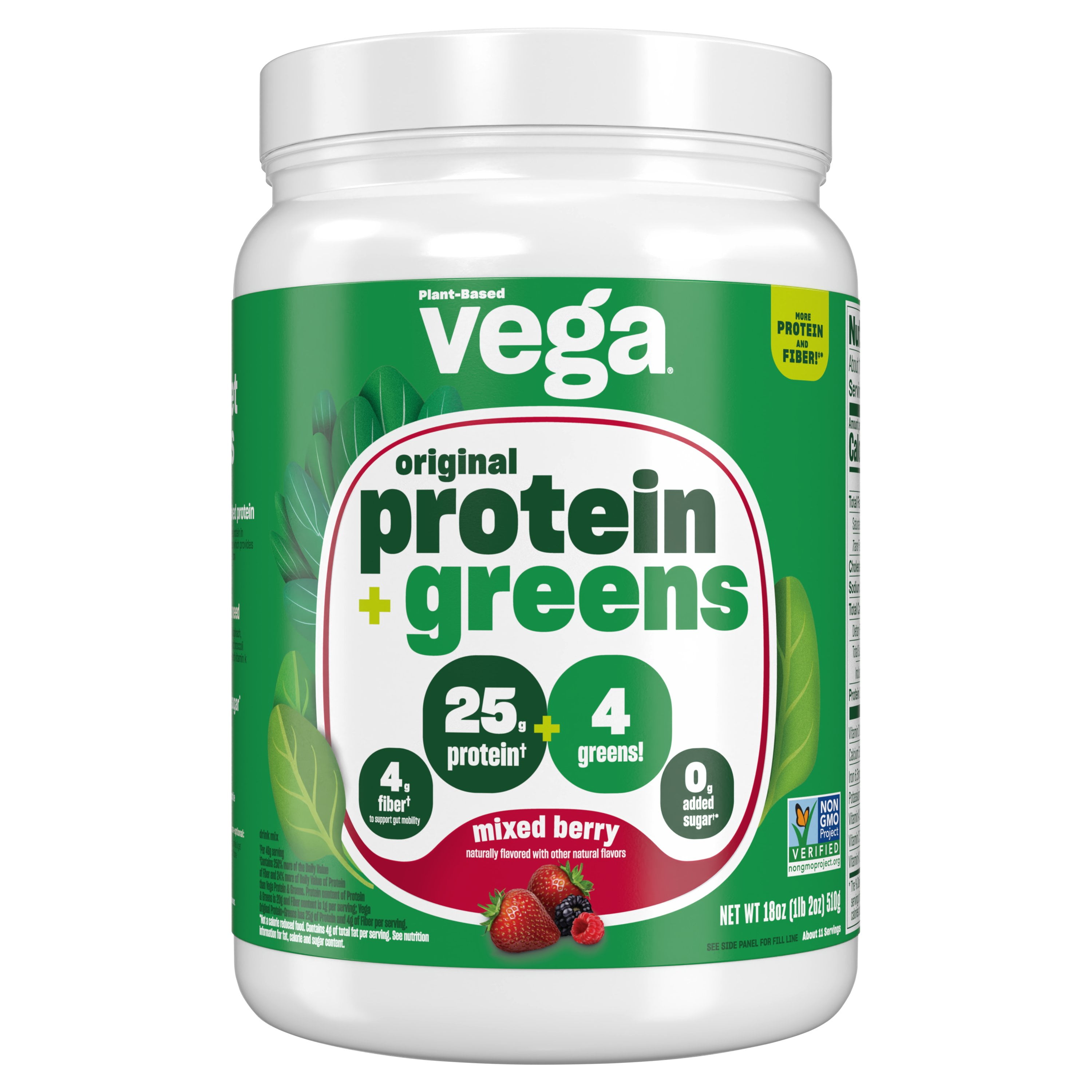 Vega Protein & Greens Nutritional Shake - Mixed Berry - 18.4 oz ...