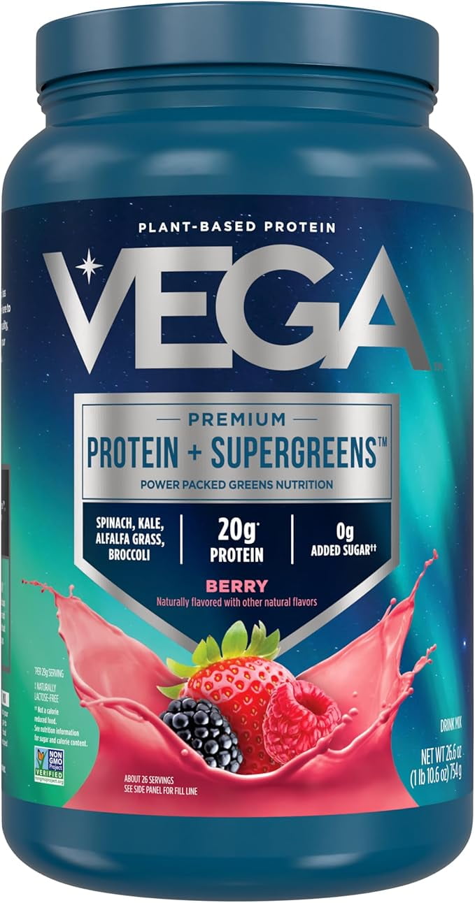 Vega Protein and Greens Protein Powder, Berry - 20g Plant Based Protein ...