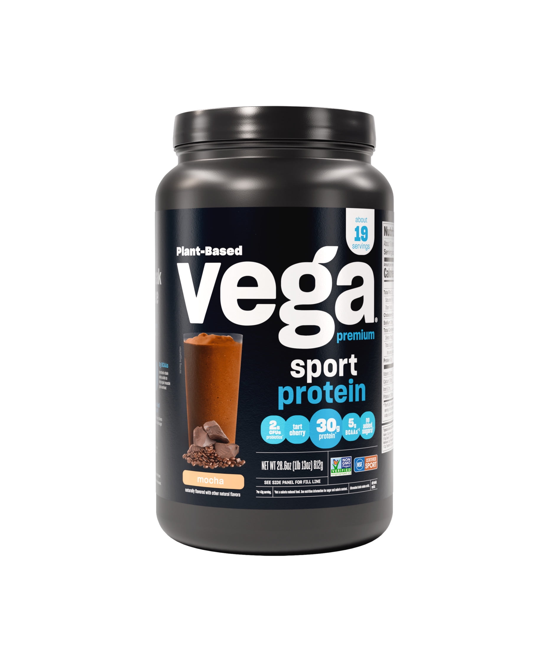Vega Sport Premium Plant-Based Protein Shake, Pea Protein, Mocha, 19 ...