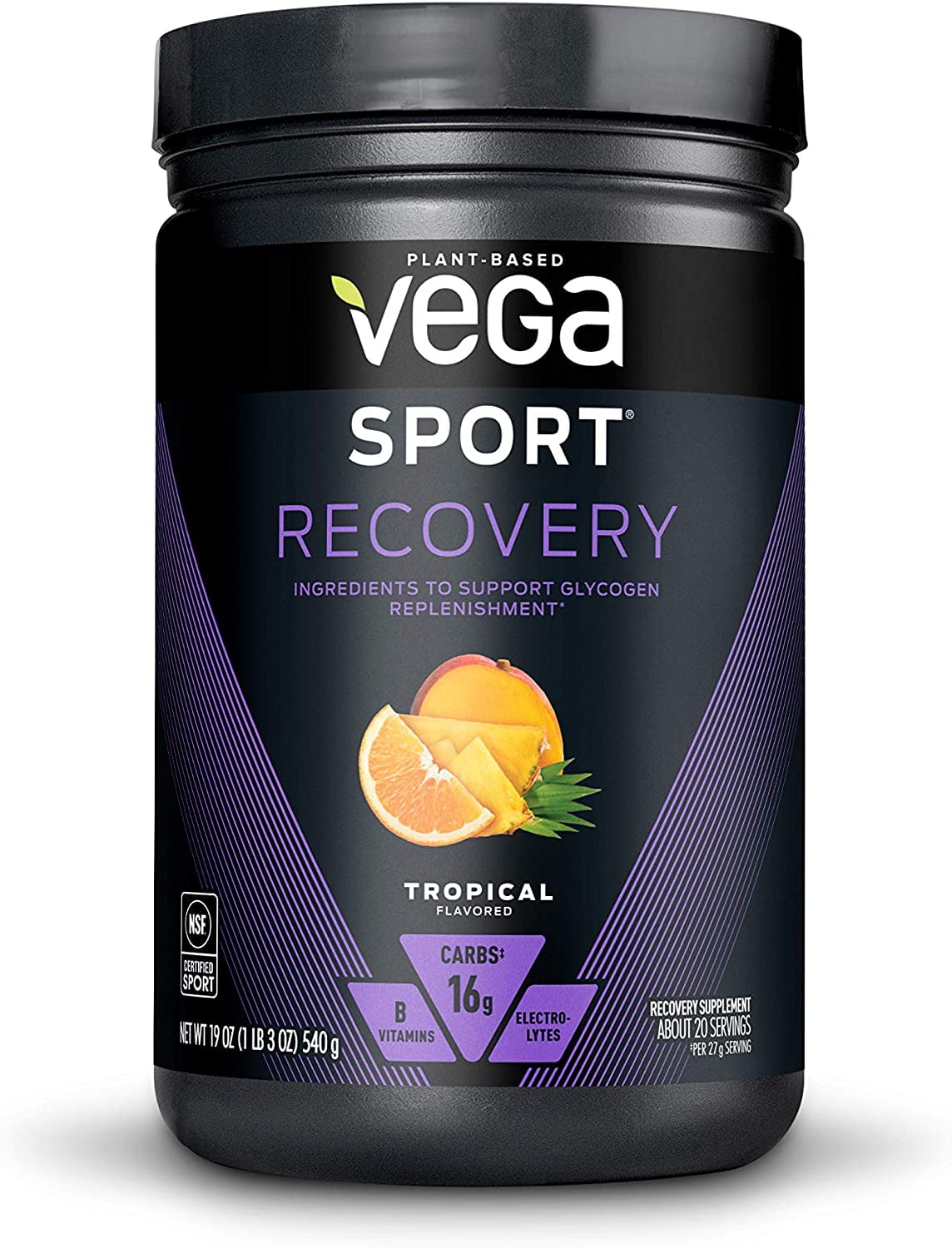 Vega Sport Recovery Plant-Based Workout Recovery Powder, Tropical, 20 ...